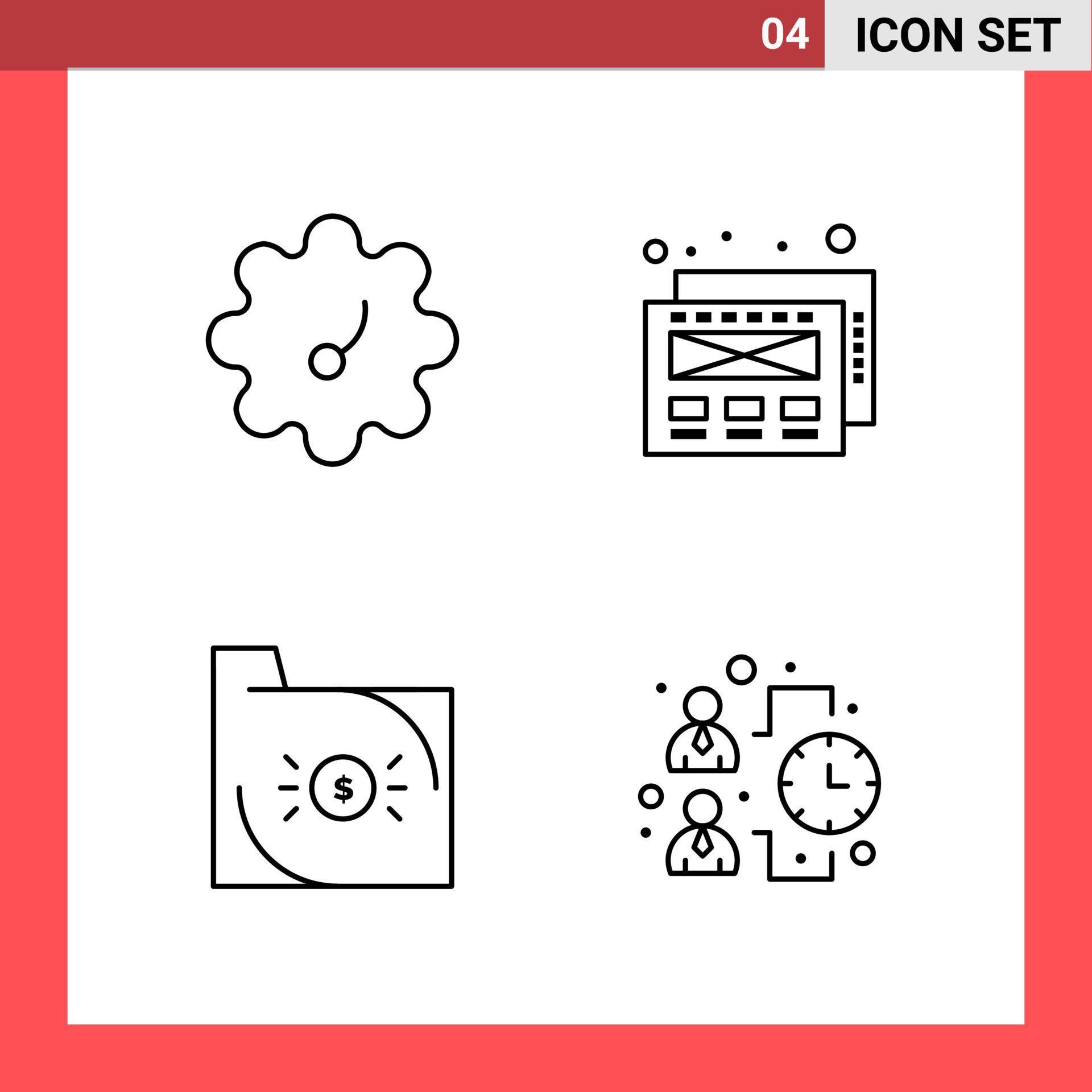 4 Icon Pack Line Style Outline Symbols on White Background Simple Signs ...