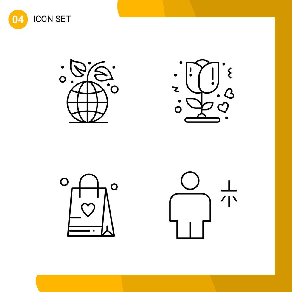 4 Icon Set. Line Style Icon Pack. Outline Symbols isolated on White ...