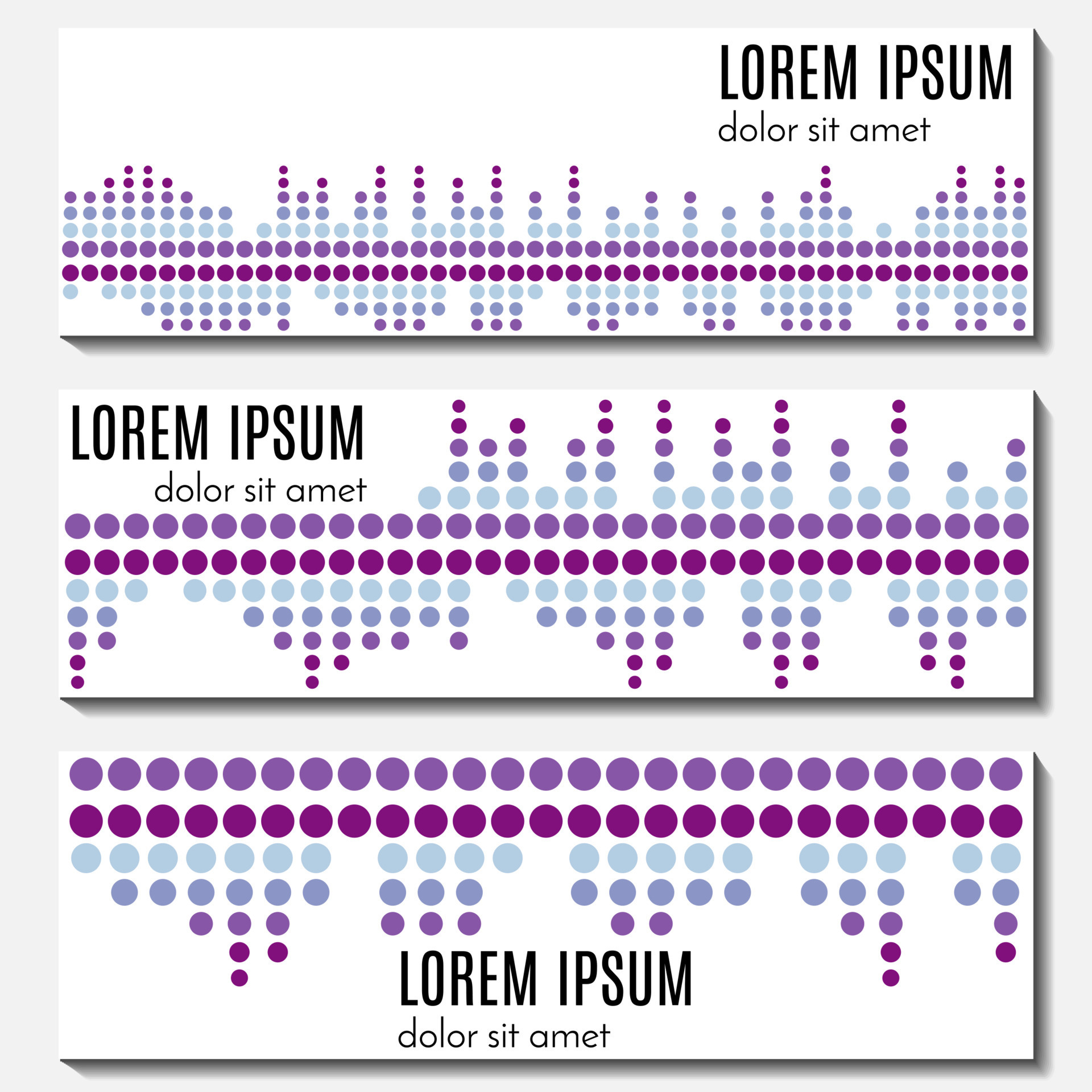 Set of colorful abstract header banners with equalizers and place for ...