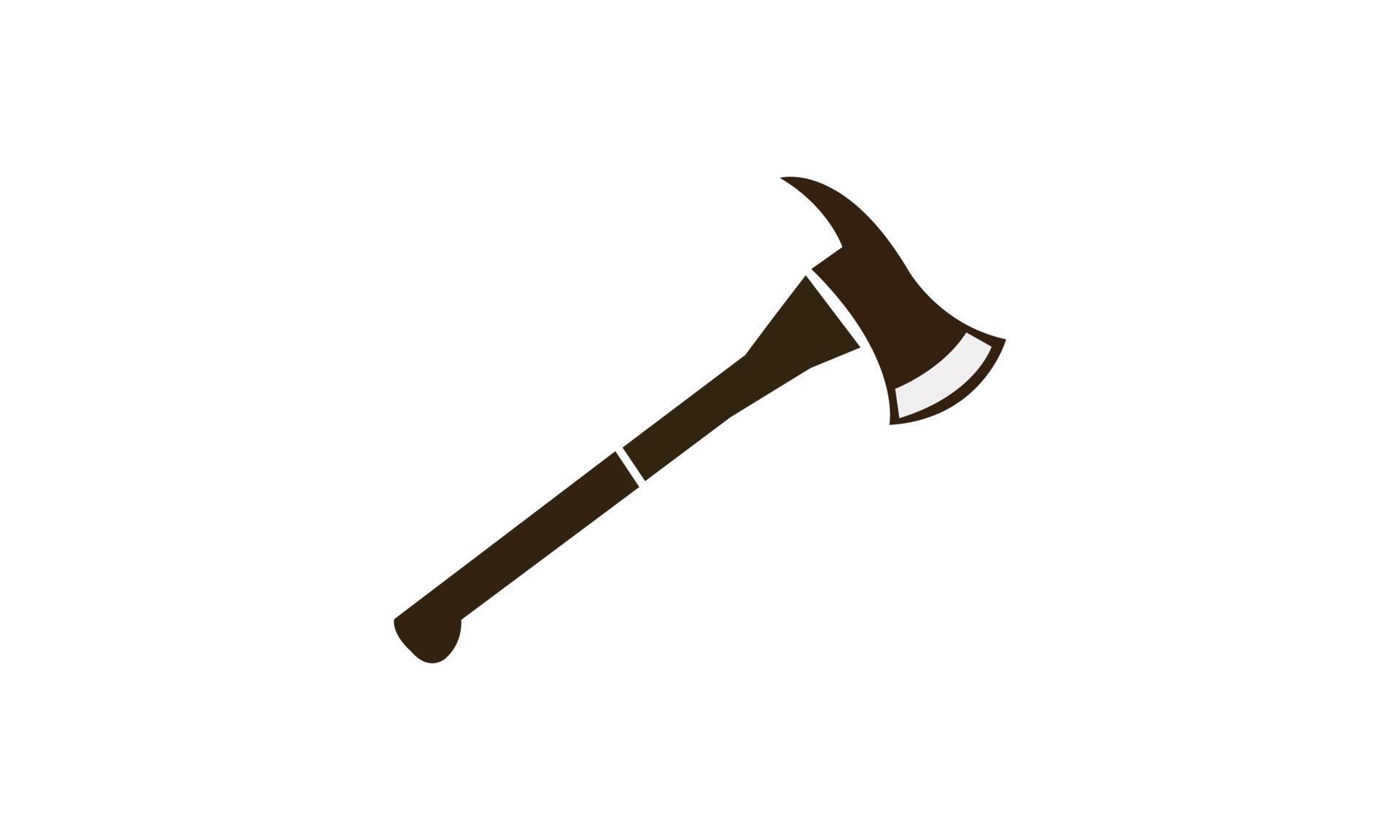 Ax with wooden handle glyph icon, vector cut monochrome badge. Garden ...
