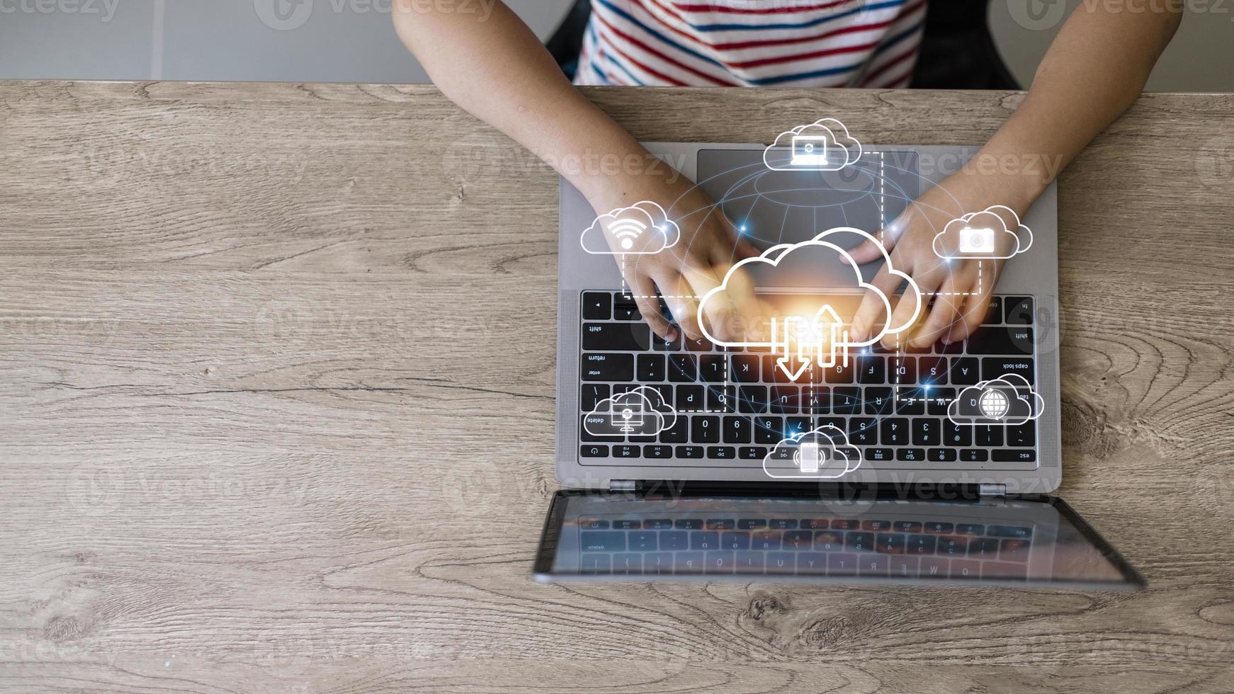 Icon Cloud Computing Network And Icon Connection Data Information