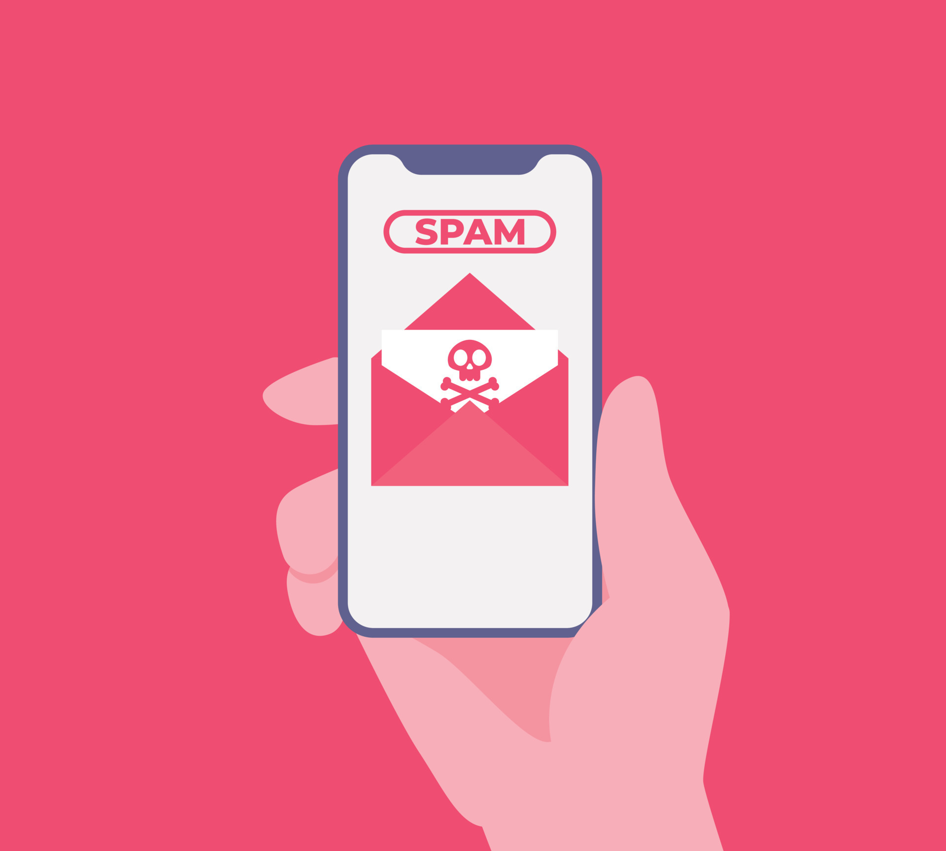 Spam Email Warning Window Appear On Phone Screen Concept Of Virus Hacking And Security Spam