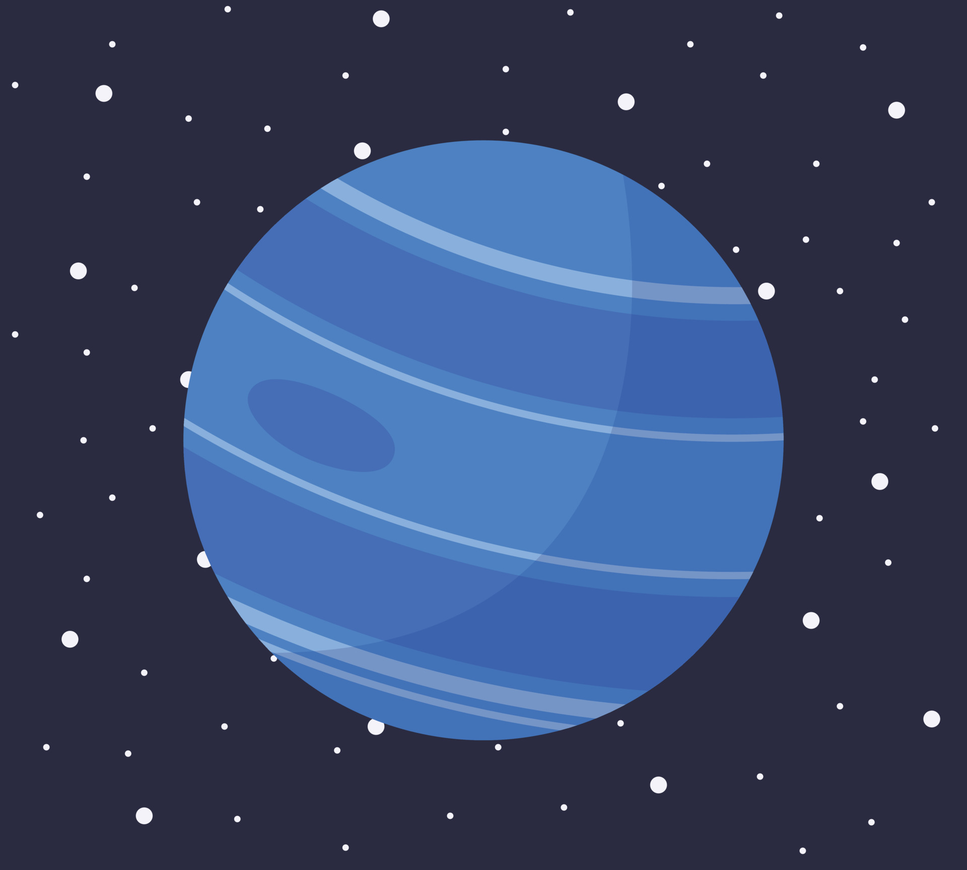 Cartoon Solar System Planet In Flat Style Planet Neptune On Dark Space With Stars Vector