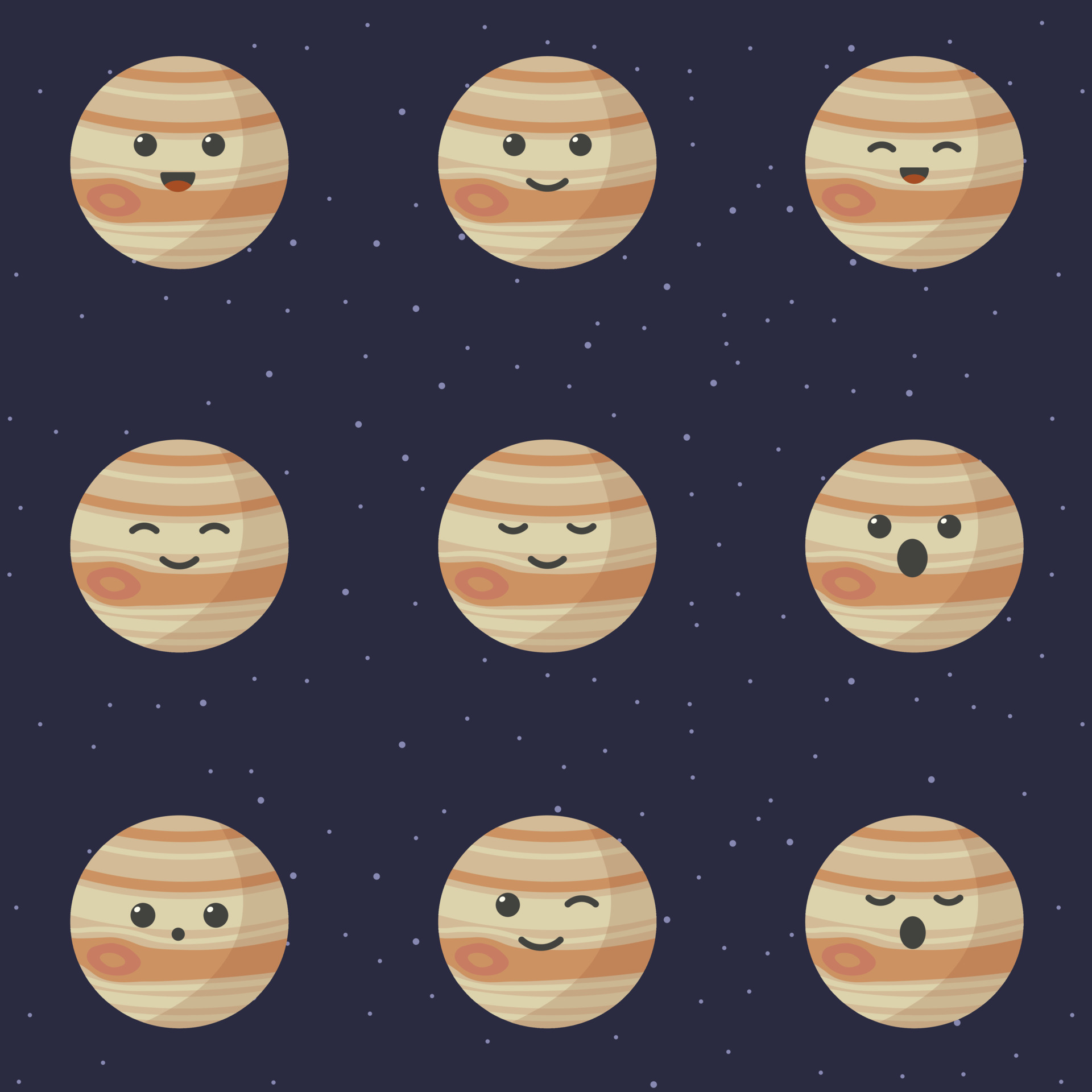 Cute Planet Jupiter Cartoon Character Set Of Cute Cartoon Planets With