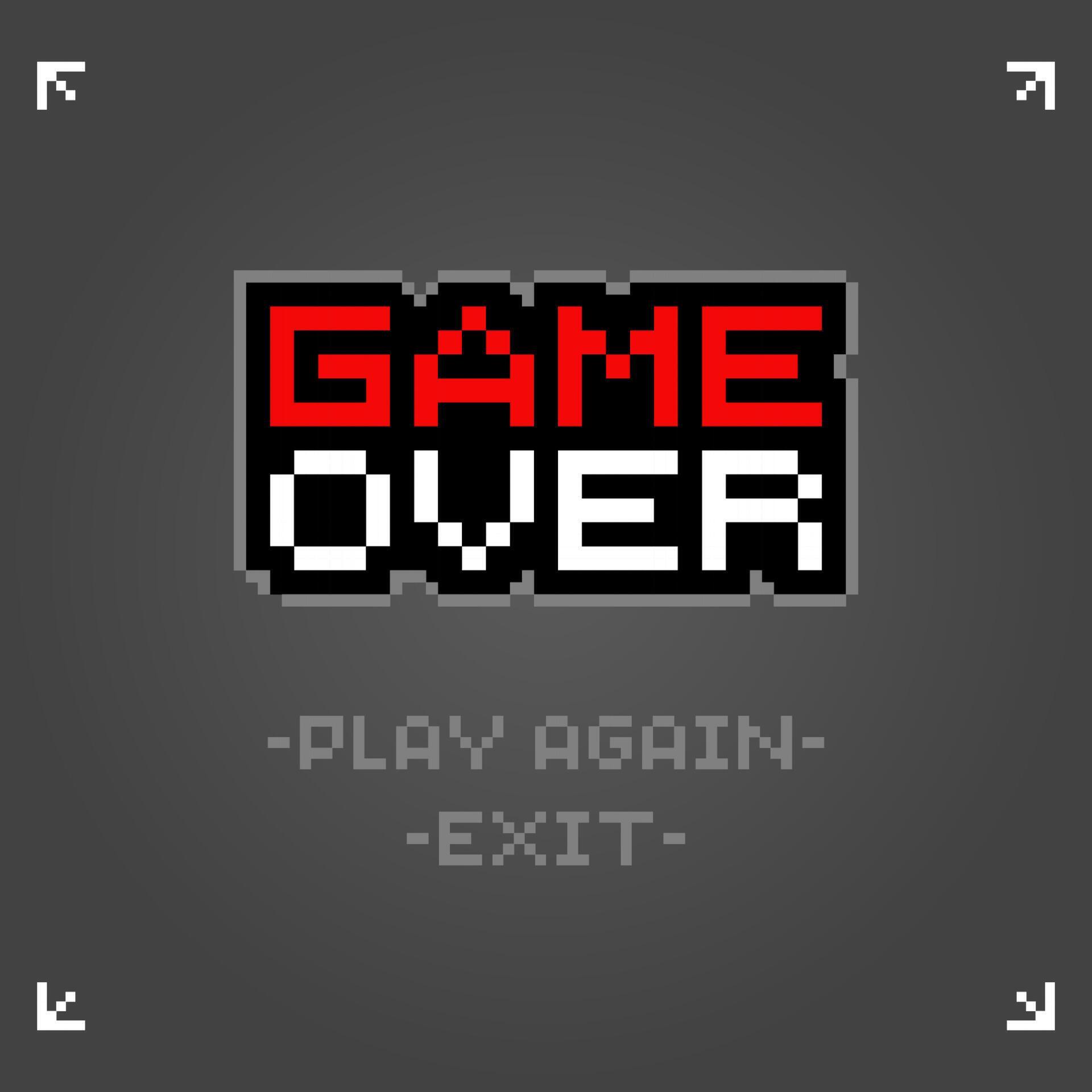 8-bit pixel text, game over. Background icon for game assets in vector ... 8-bit pixel text, game over. Background icon for game assets in vector ...