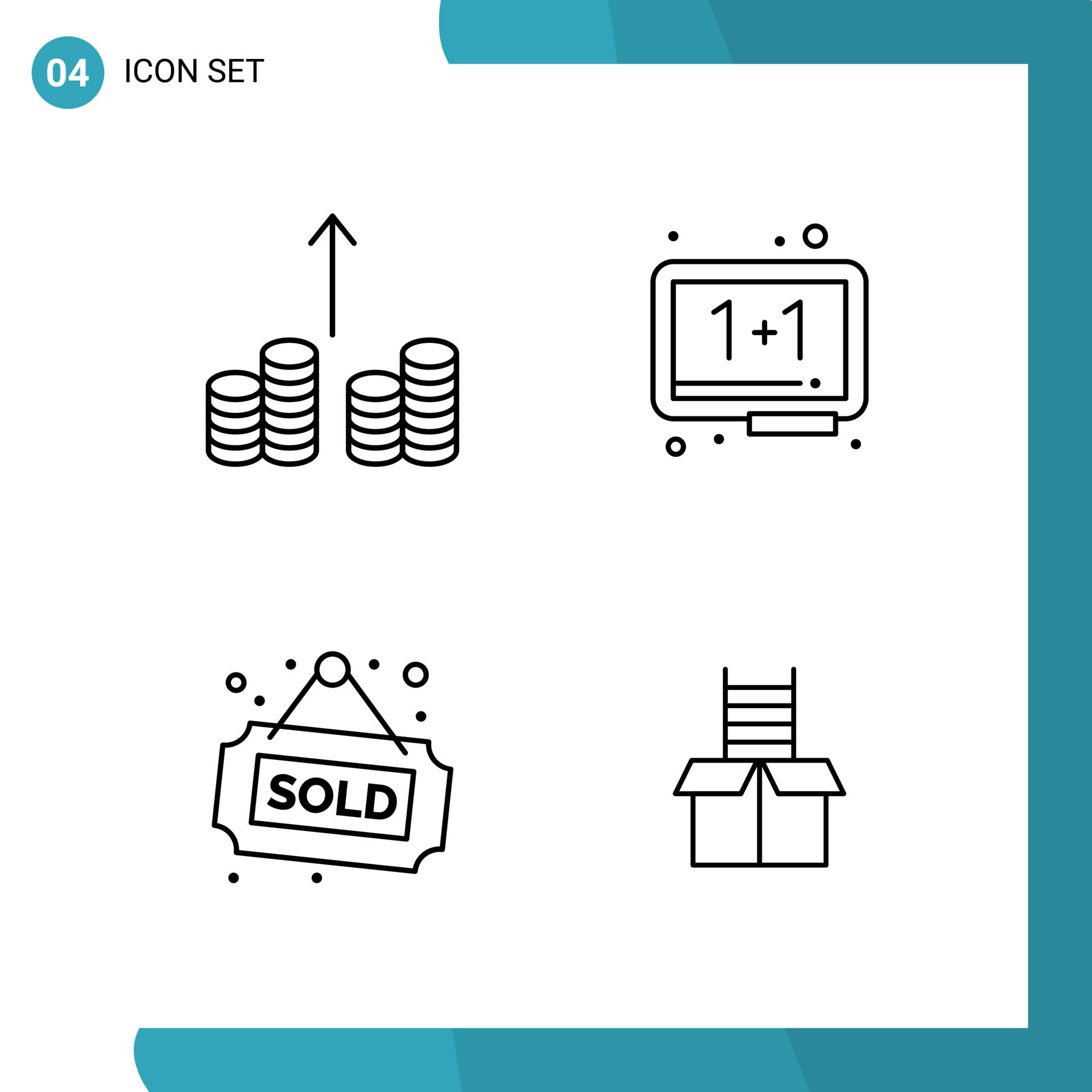 Vector Pack Of 4 Outline Symbols Line Style Icon Set On White