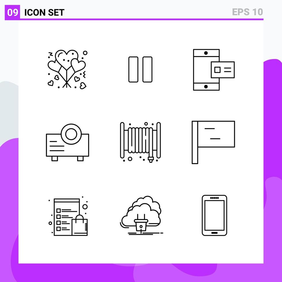 Set of 9 icons in Line style. Creative Outline Symbols for Website ...