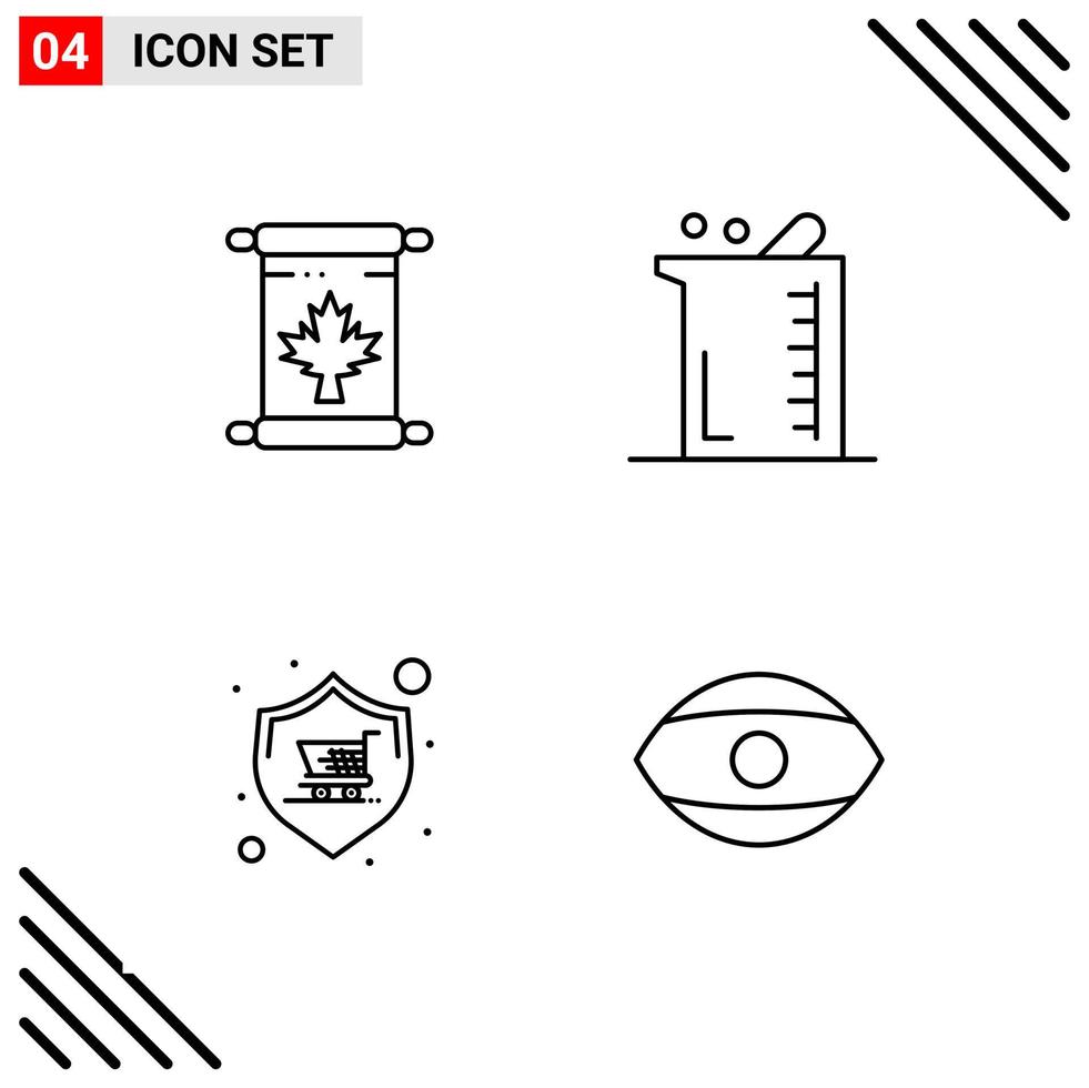 Pixle Perfect Set Of 4 Line Icons Outline Icon Set For Webite Designing And Mobile Applications