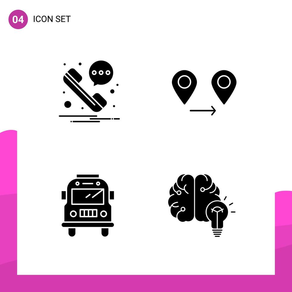 Glyph Icon set. Pack of 4 Solid Icons isolated on White Background for ...