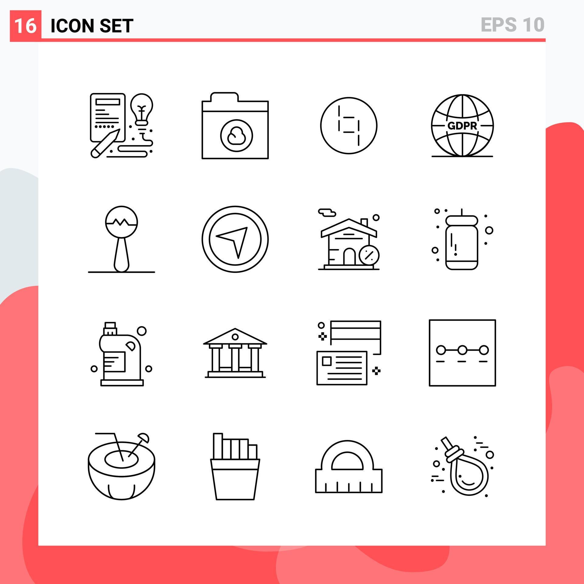 Collection Of 16 Vector Icons In Line Style Modern Outline Symbols For Web And Mobile Line