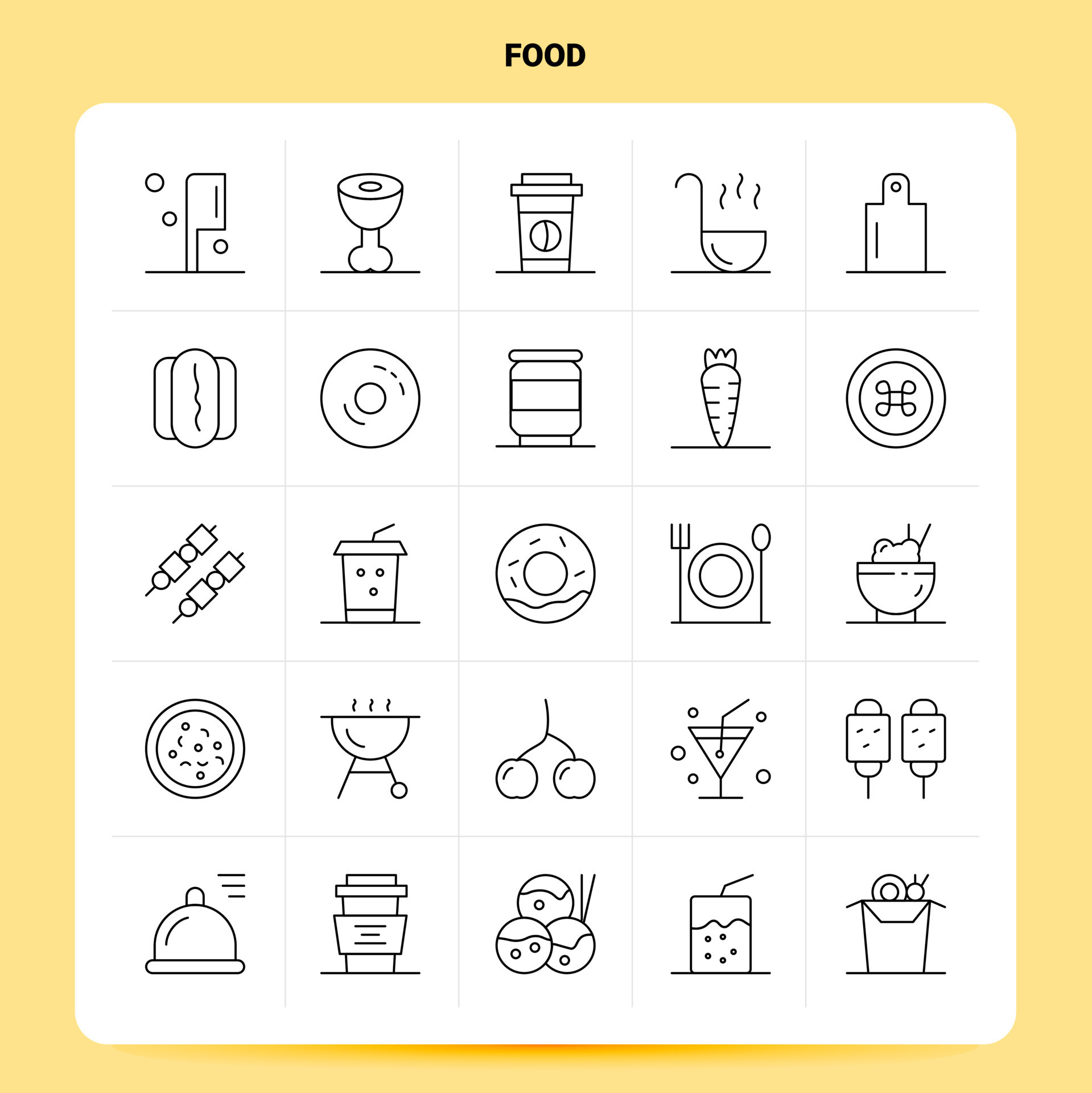 Outline 25 Food Icon Set Vector Line Style Design Black Icons Set Linear Pictogram Pack Web And