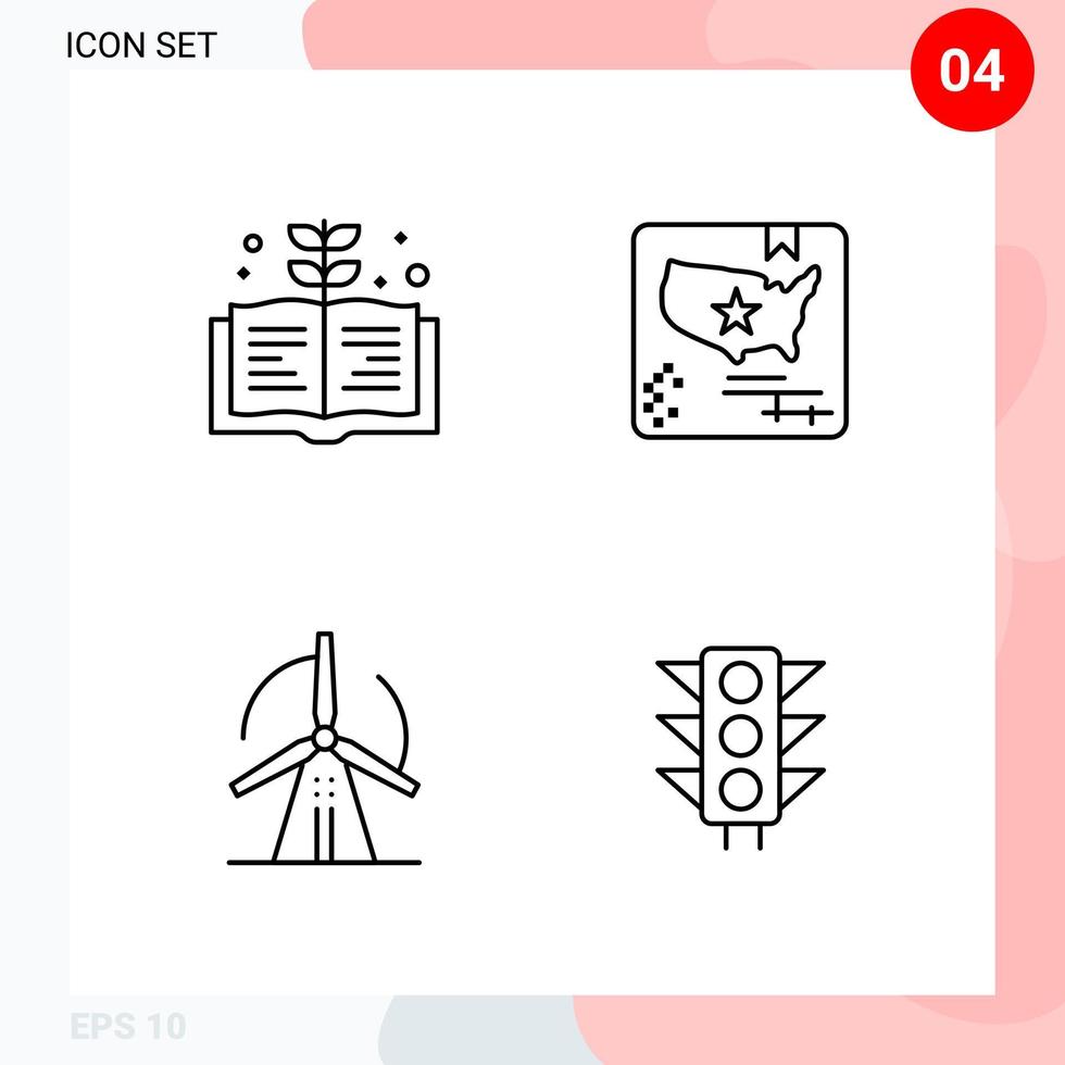 Vector Pack of 4 Icons in Line Style. Creative Outline Pack isolated on ...