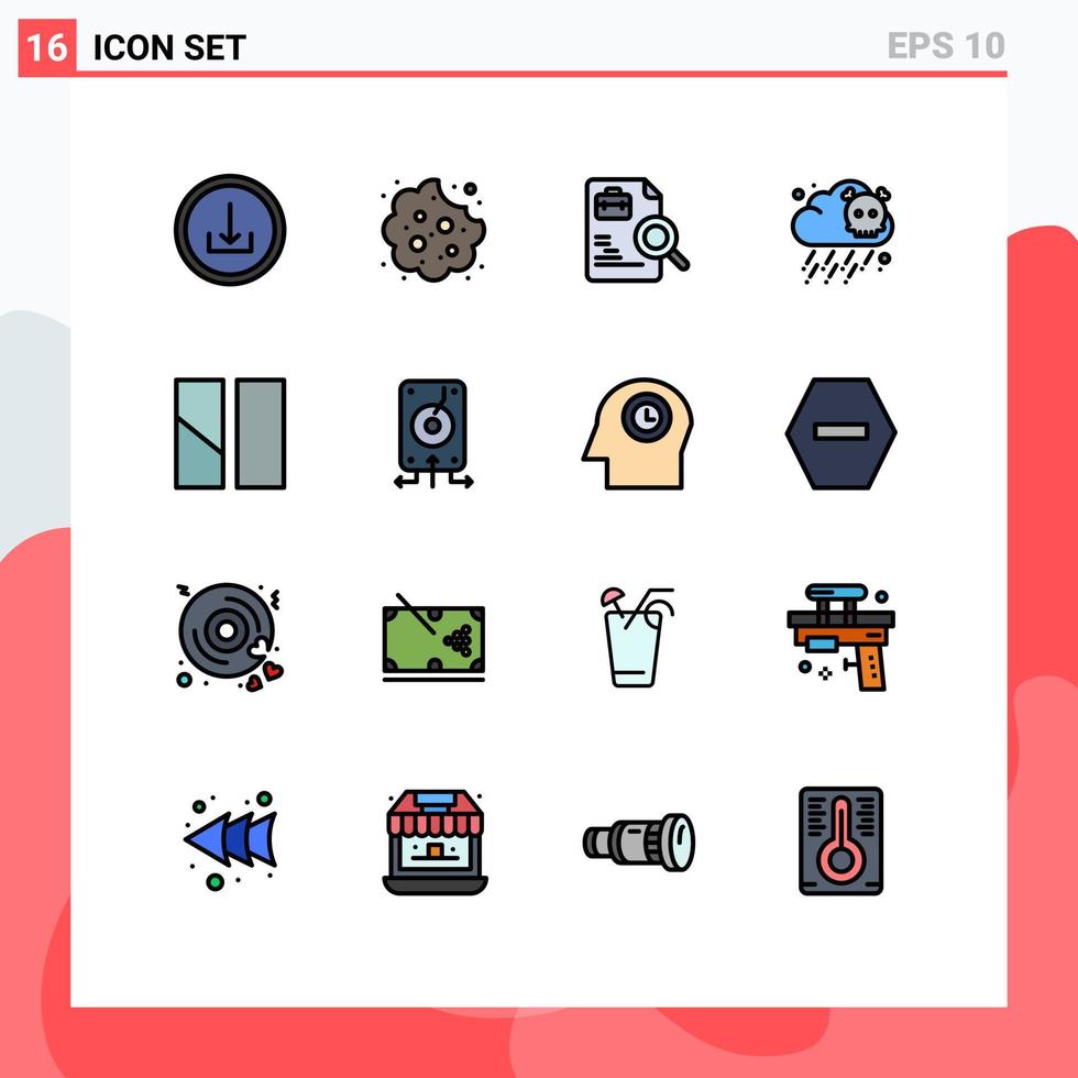 Mobile Interface Flat Color Filled Line Set Of 16 Pictograms Of Image Editing Worker Pollution