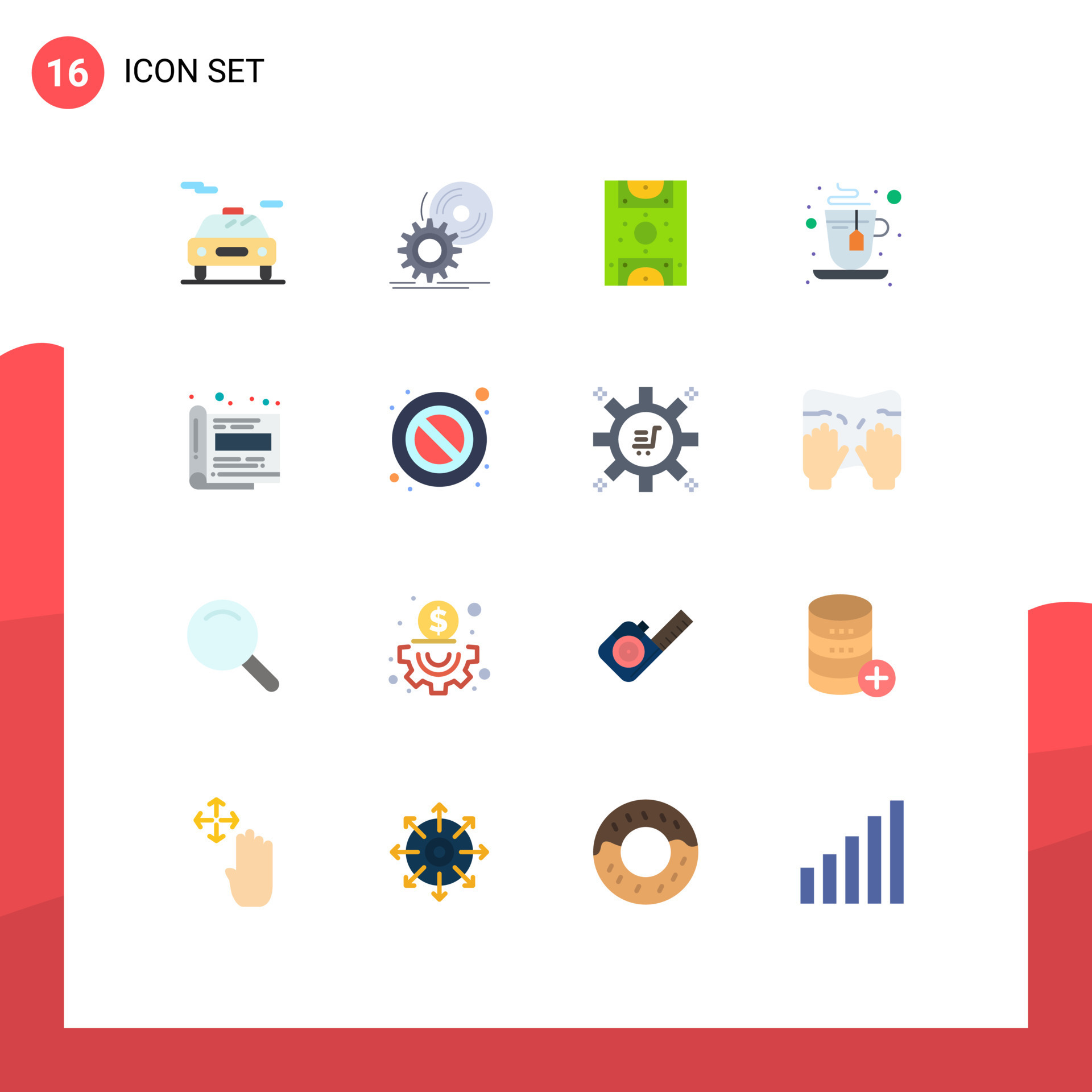 Stock Vector Icon Pack Of 16 Line Signs And Symbols For Office Design