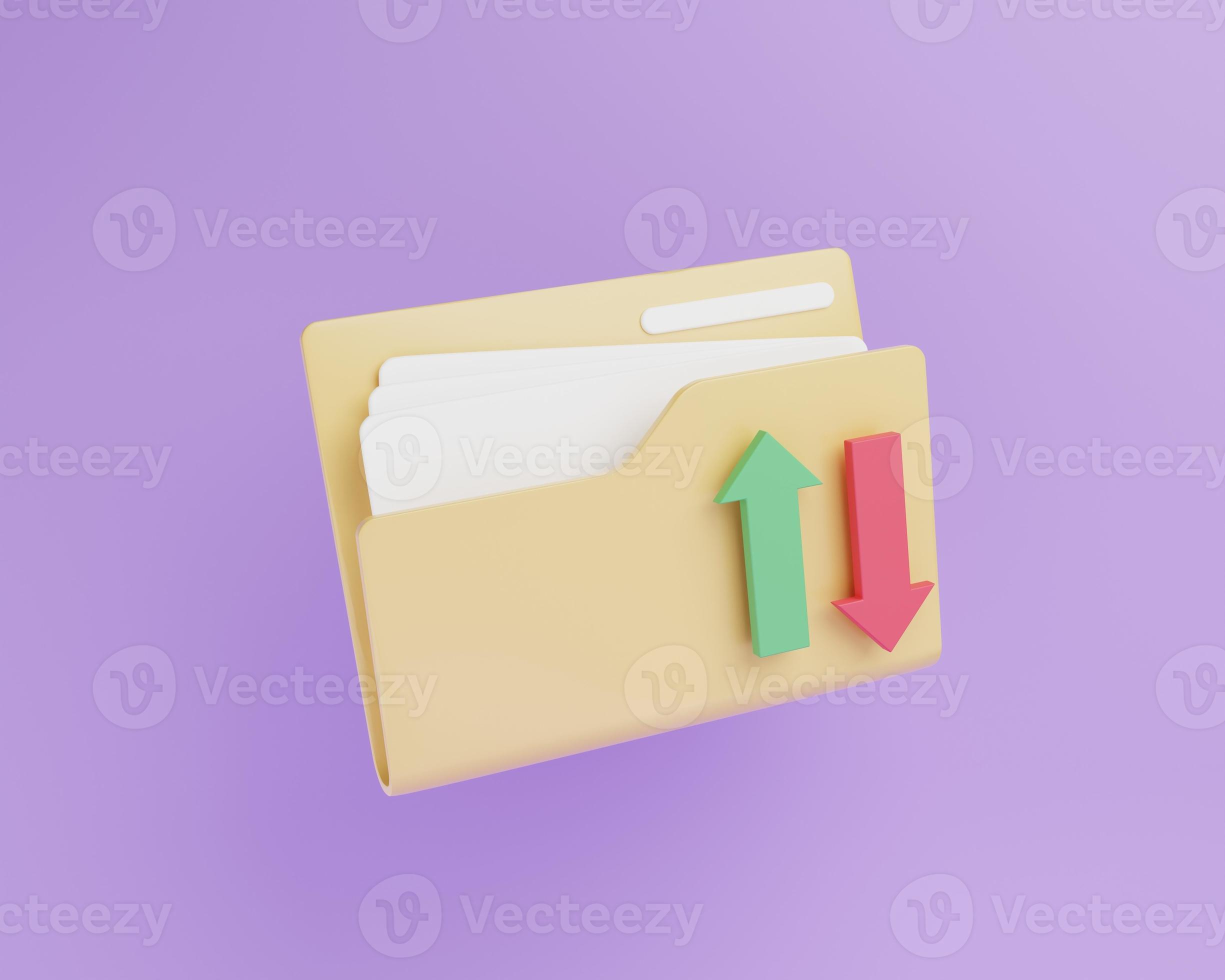 3D rendering illustration Cartoon File transfer concept. File sharing or sending document ...