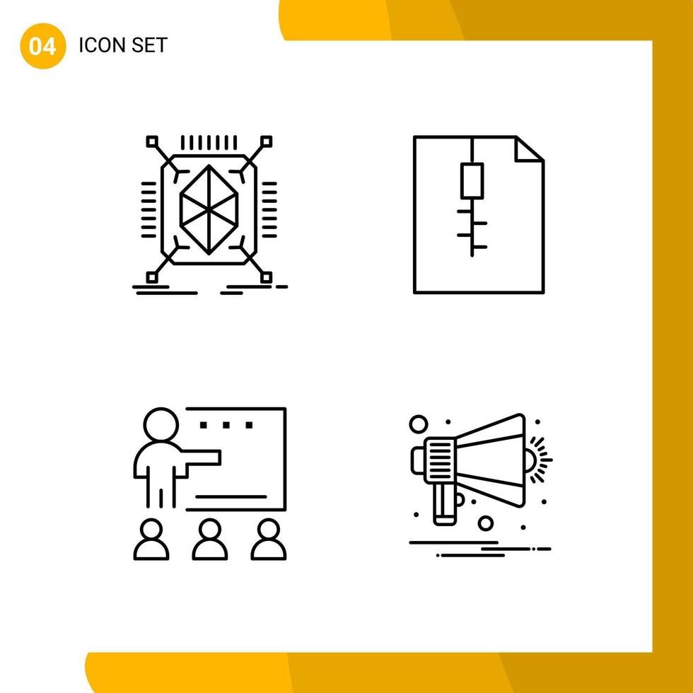 4 Icon Set. Line Style Icon Pack. Outline Symbols isolated on White ...