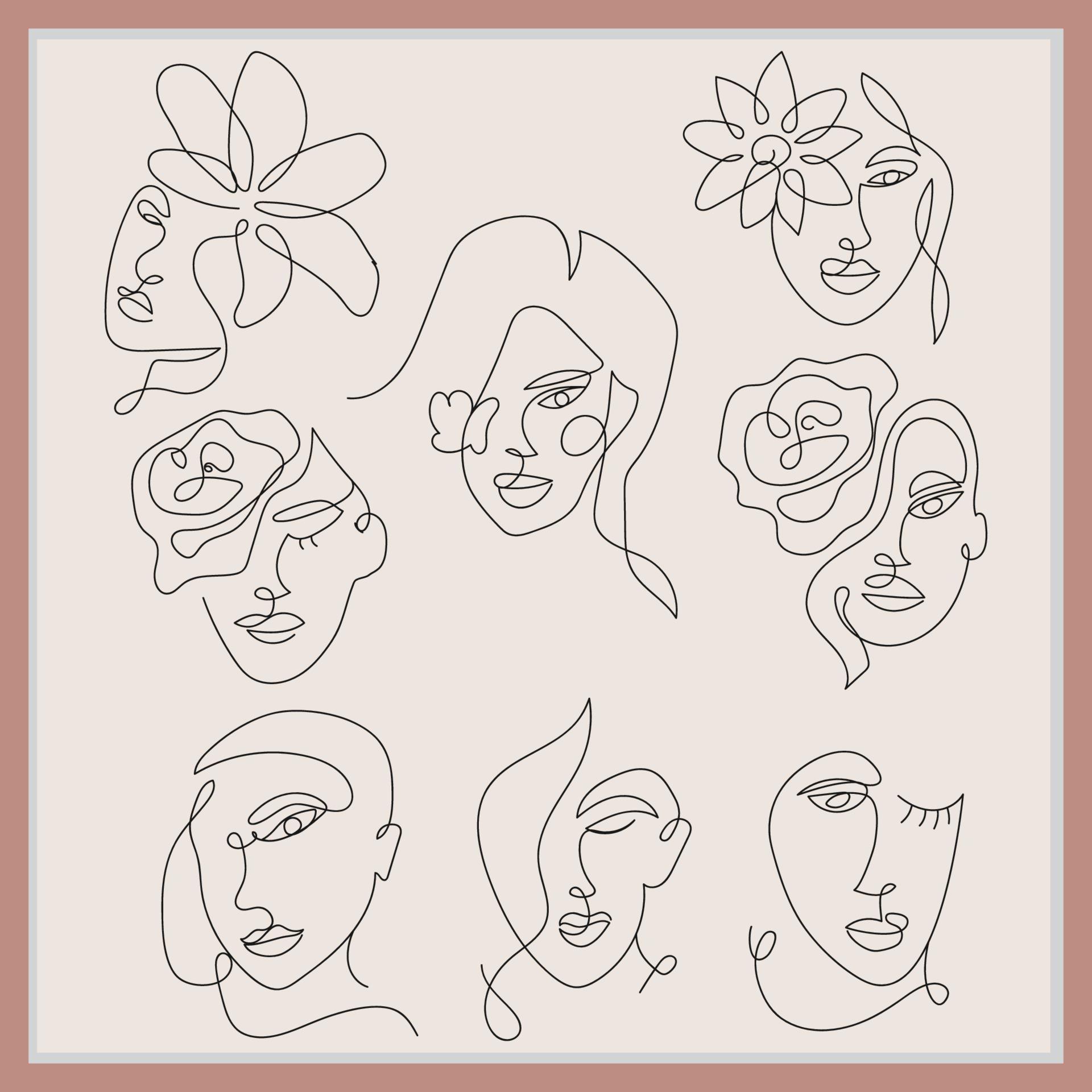 Abstract Women Face Line Art Design 14901888 Vector Art At Vecteezy