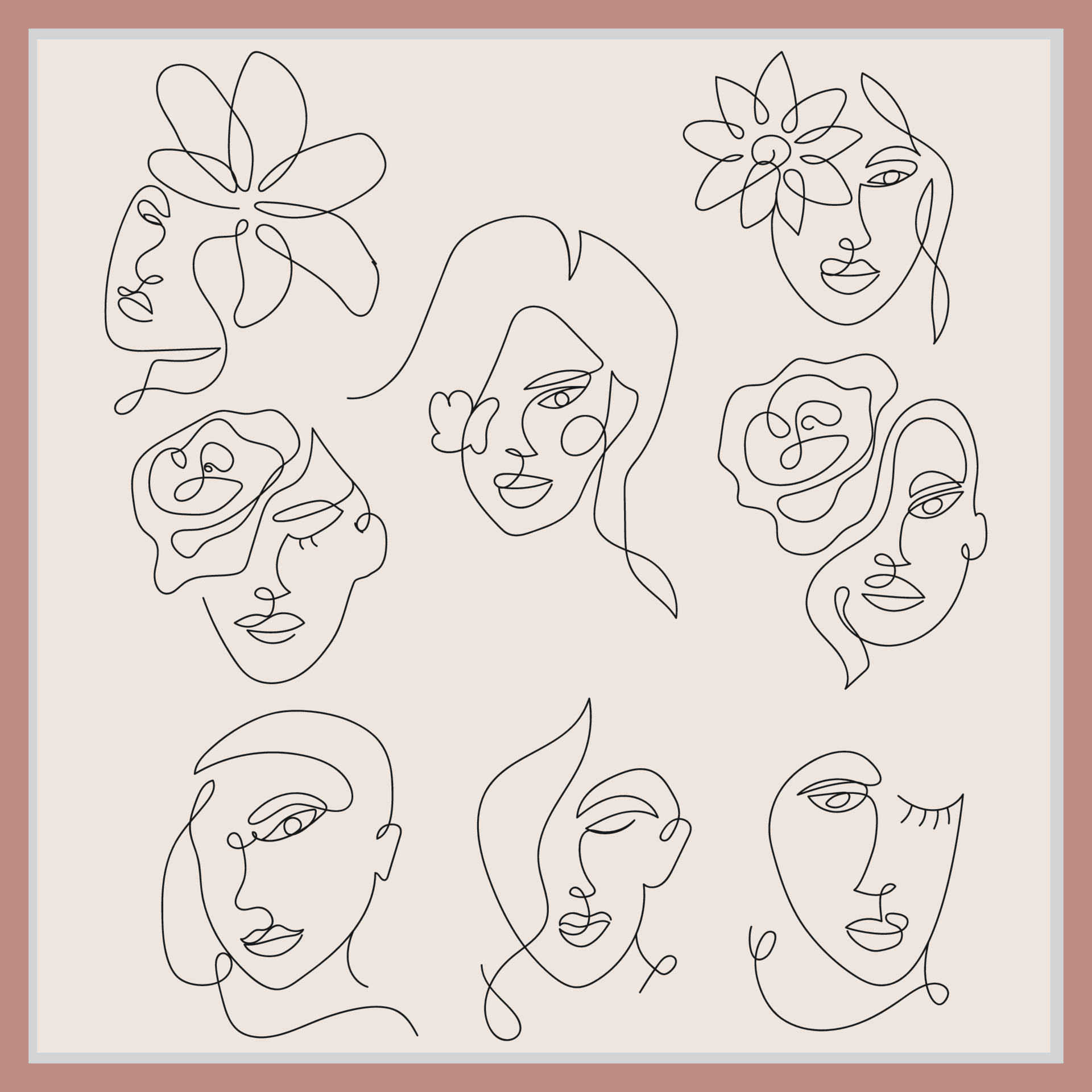 Abstract Women Face Line Art Design 14901888 Vector Art At Vecteezy