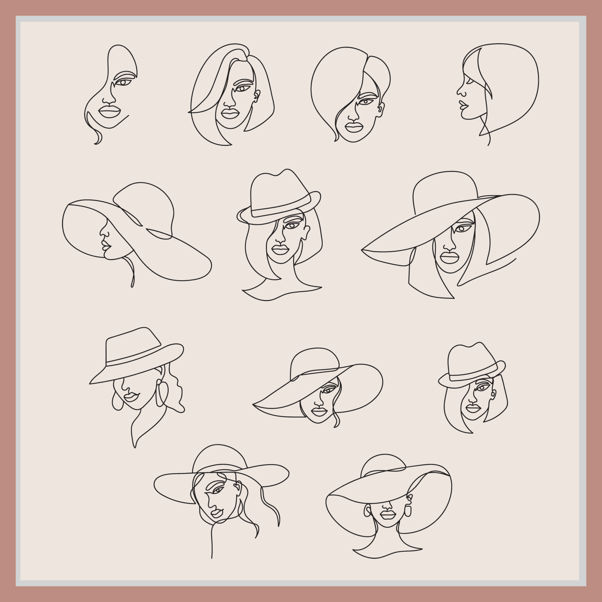 Abstract Women Face Line Art Design 14901902 Vector Art At Vecteezy