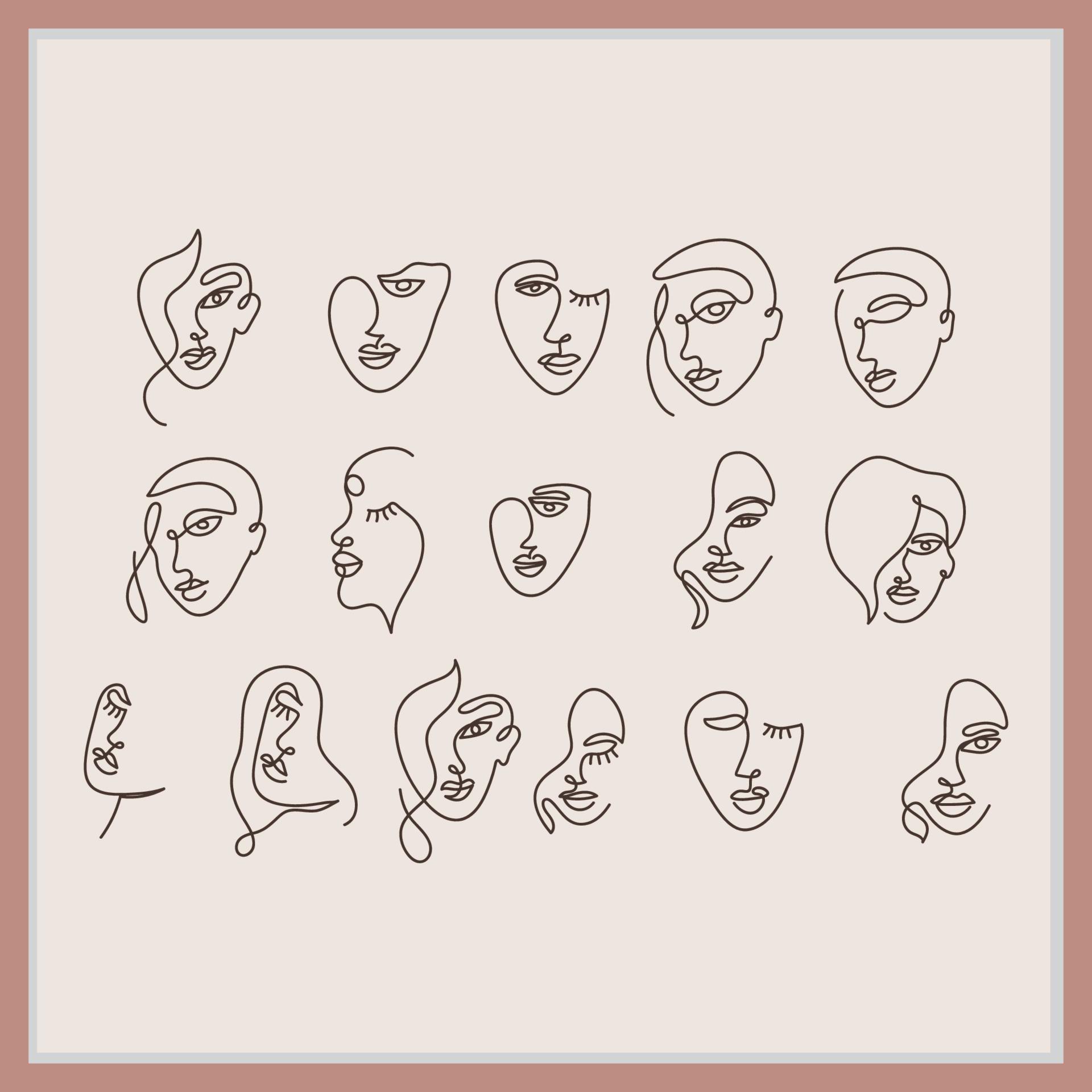 Abstract Women Face Line Art Design 14901903 Vector Art At Vecteezy