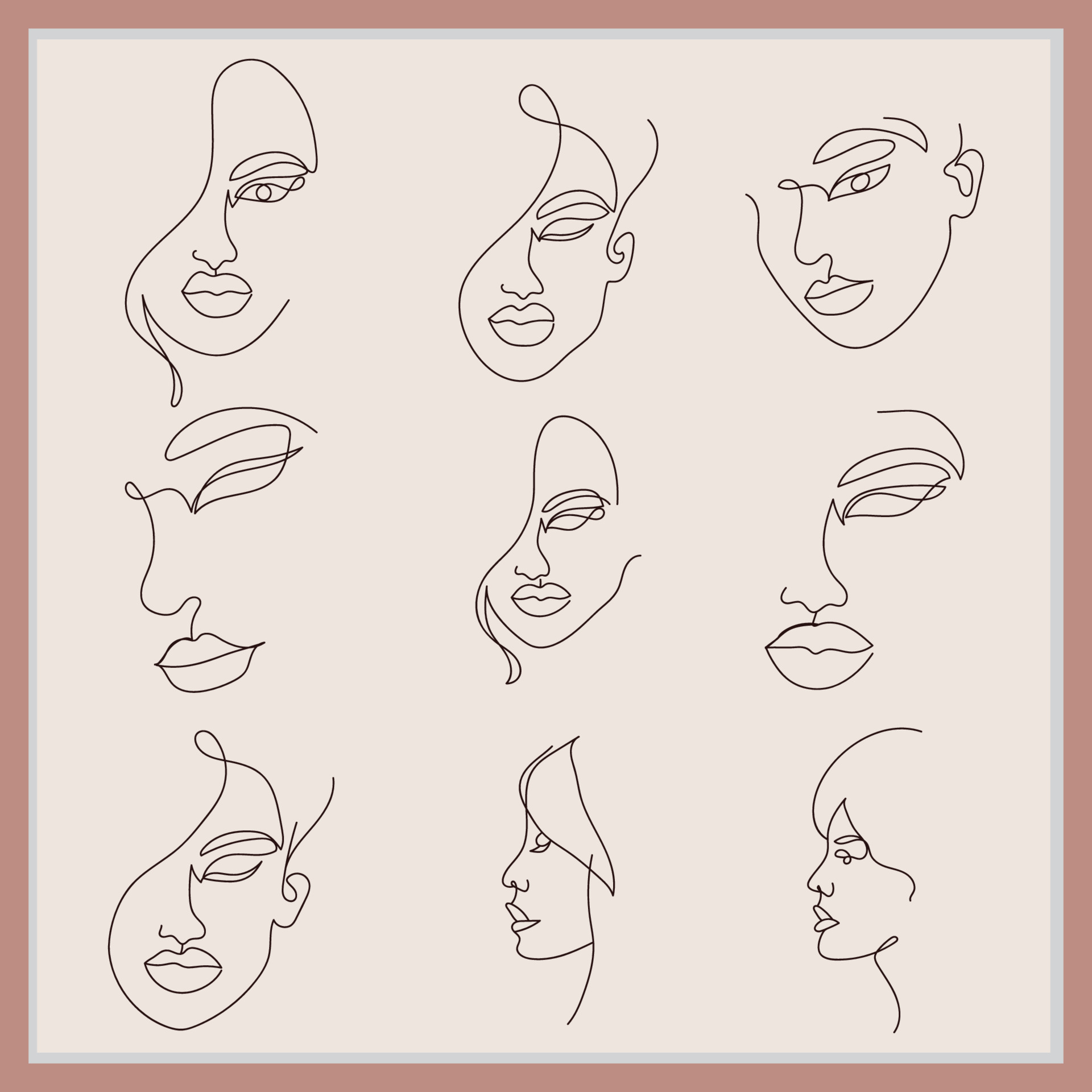 Abstract Women Face Line Art Design 14901904 Vector Art At Vecteezy
