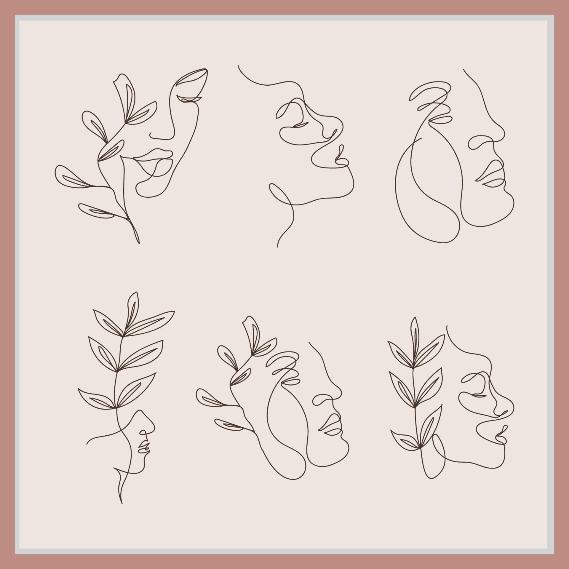 Abstract Women Face Line Art Design 14901908 Vector Art At Vecteezy
