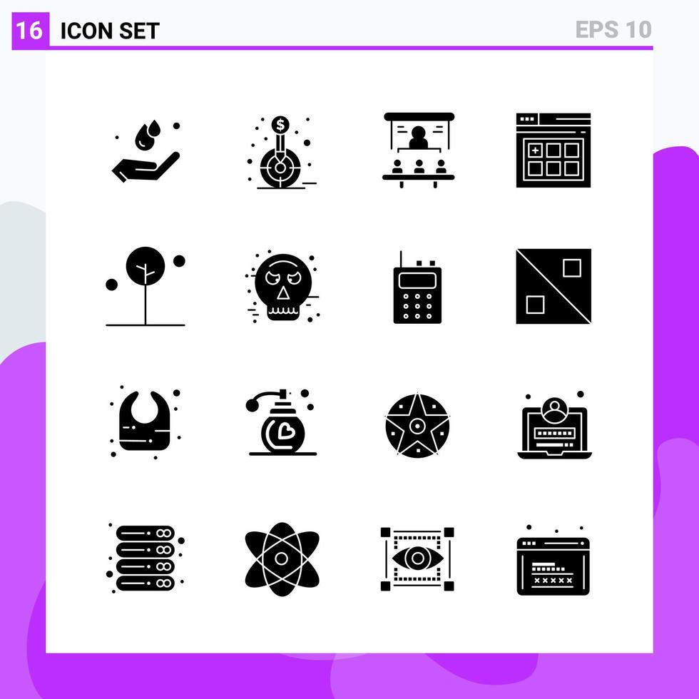 Set of 16 icons in solid style. Creative Glyph Symbols for Website ...