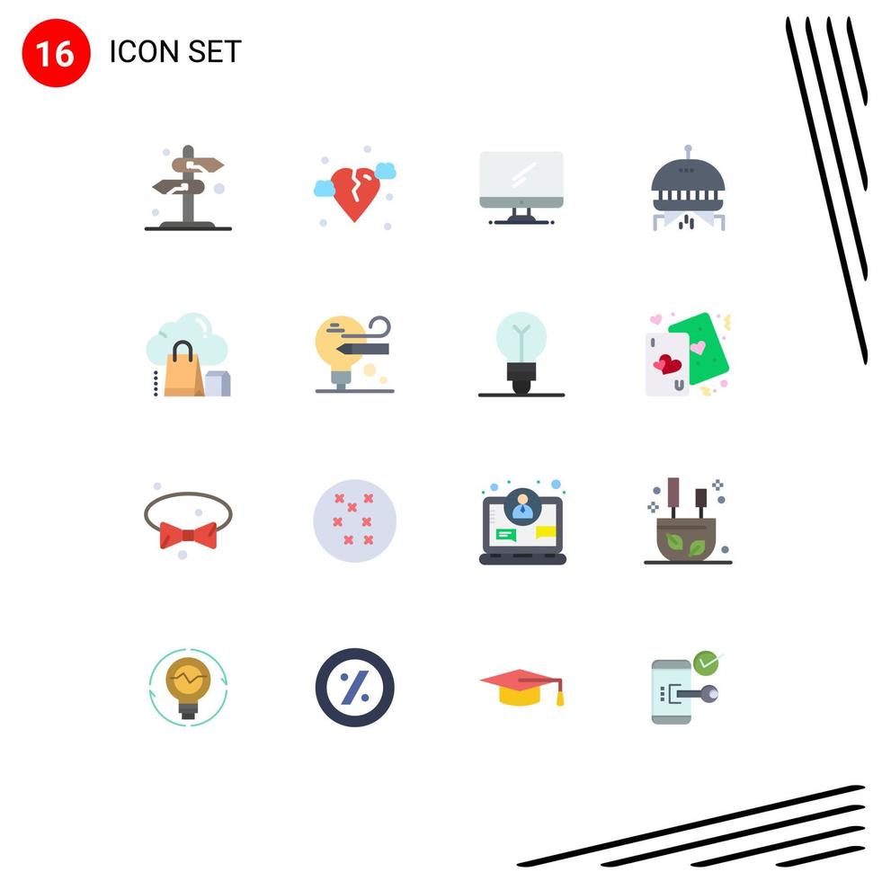 Editable Vector Line Pack Of 16 Simple Flat Colors Of Cloud Space Sic Astronomy Imac Editable