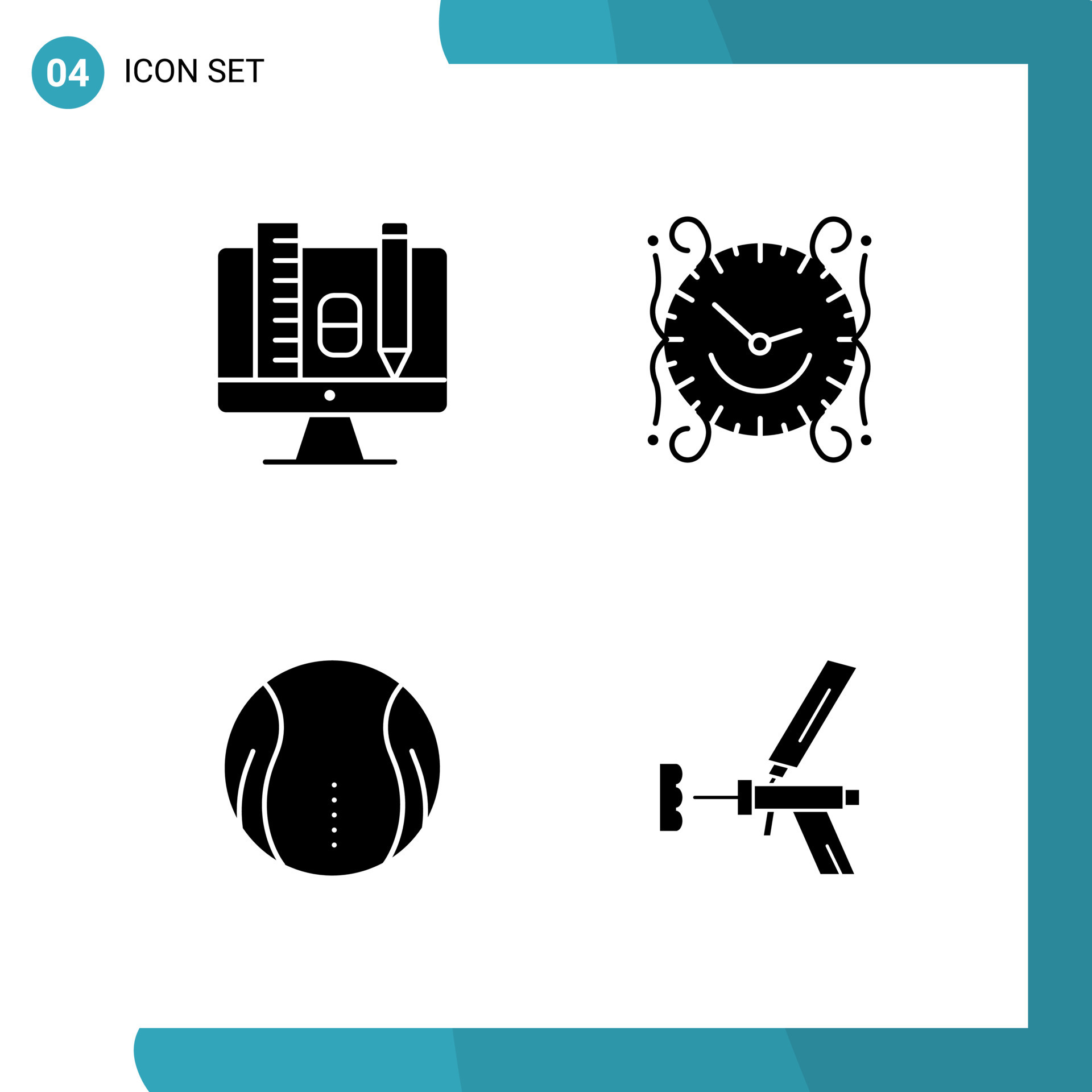Vector Pack of 4 Glyph Symbols. Solid Style Icon Set on White ...