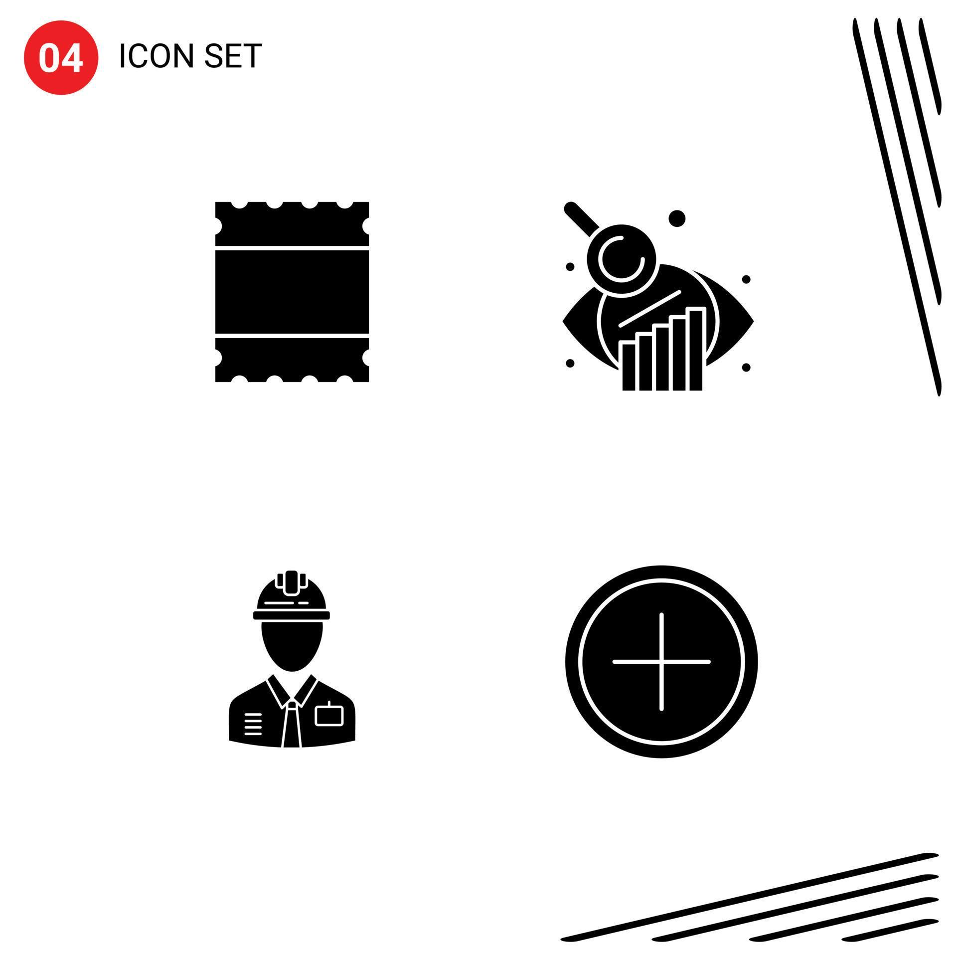 User Interface Pack Of 4 Basic Solid Glyphs Of Layout Labour Graphical Analysis Industry Add