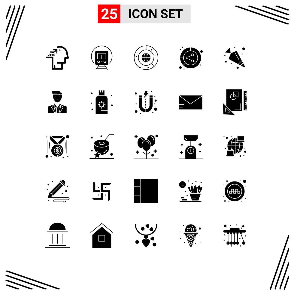 Mobile Interface Solid Glyph Set of 25 Pictograms of lead conversion transport analysis data ...