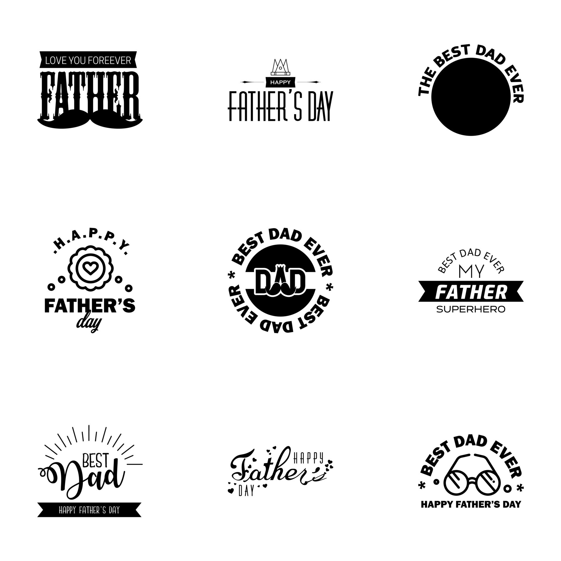 Love You Papa Card Design For Happy Fathers Day Typography Collection 9 Black Design Editable