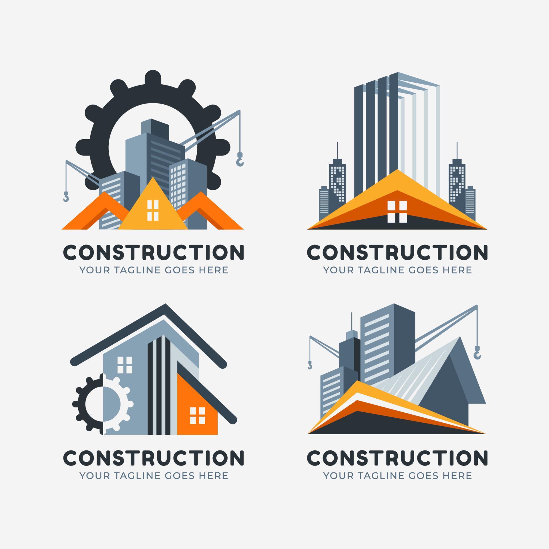 Modern Minimalist Construction Logo Collection 14909388 Vector Art at ...