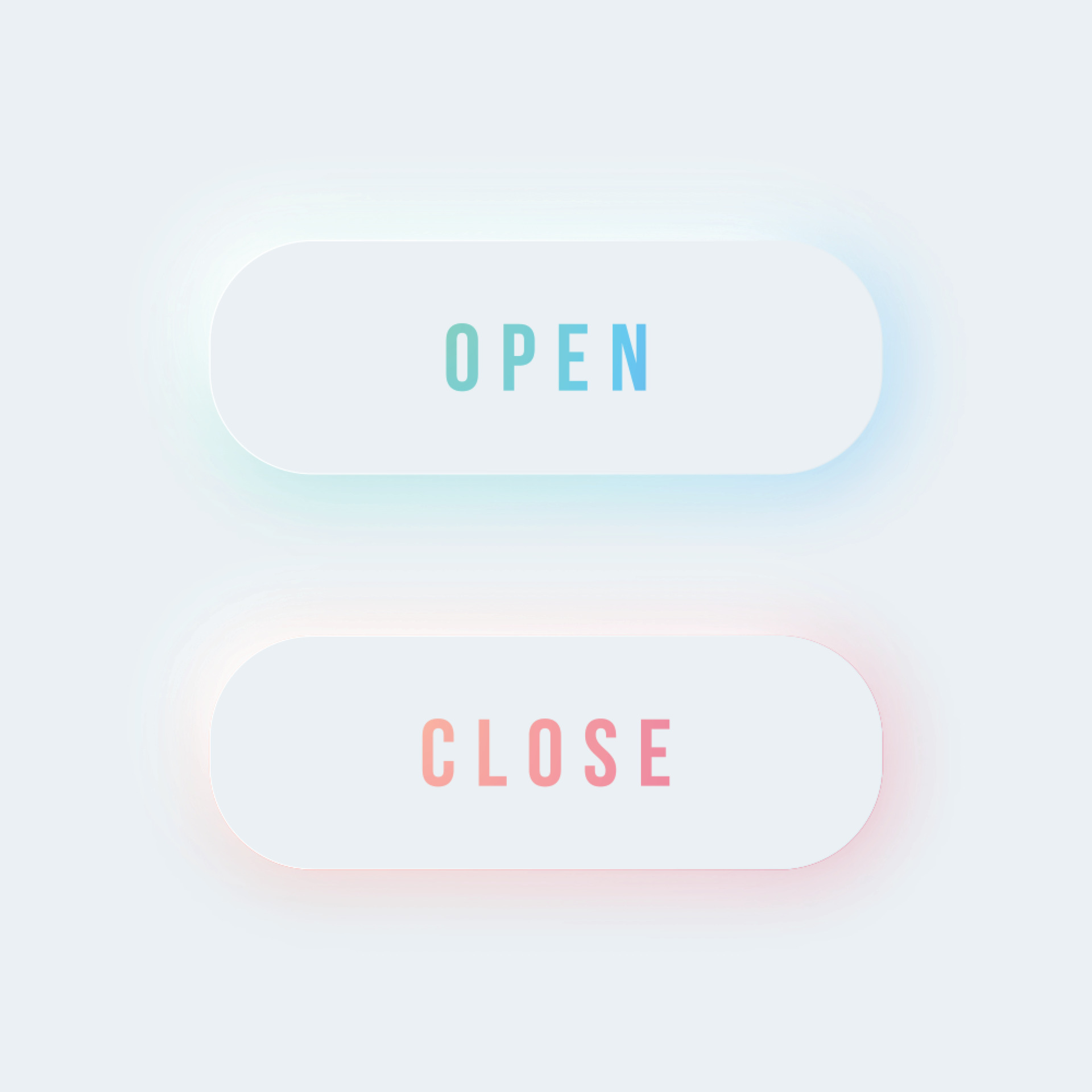 Neumorphism Icons set. Rounded Open and Close buttons in a trendy soft 3D style with shadow ...