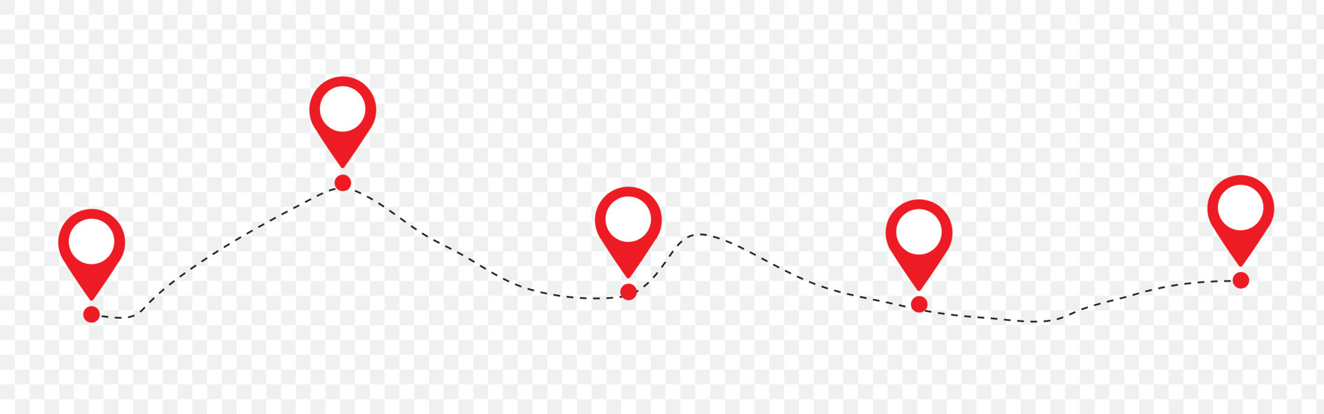 Line Drawing Of Map Location Pointers Map Pin Or Navigation Pointer With Single Line Route Or