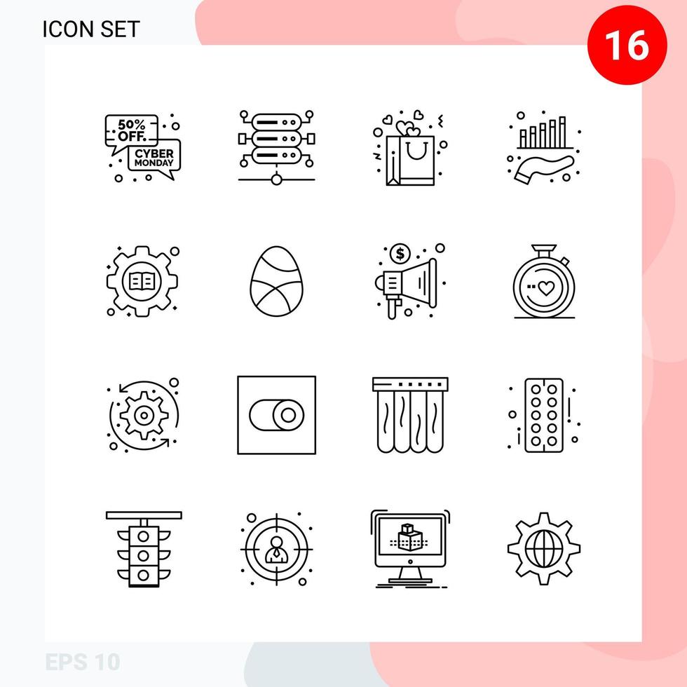 Vector Pack of 16 Icons in Line Style. Creative Outline Pack isolated ...