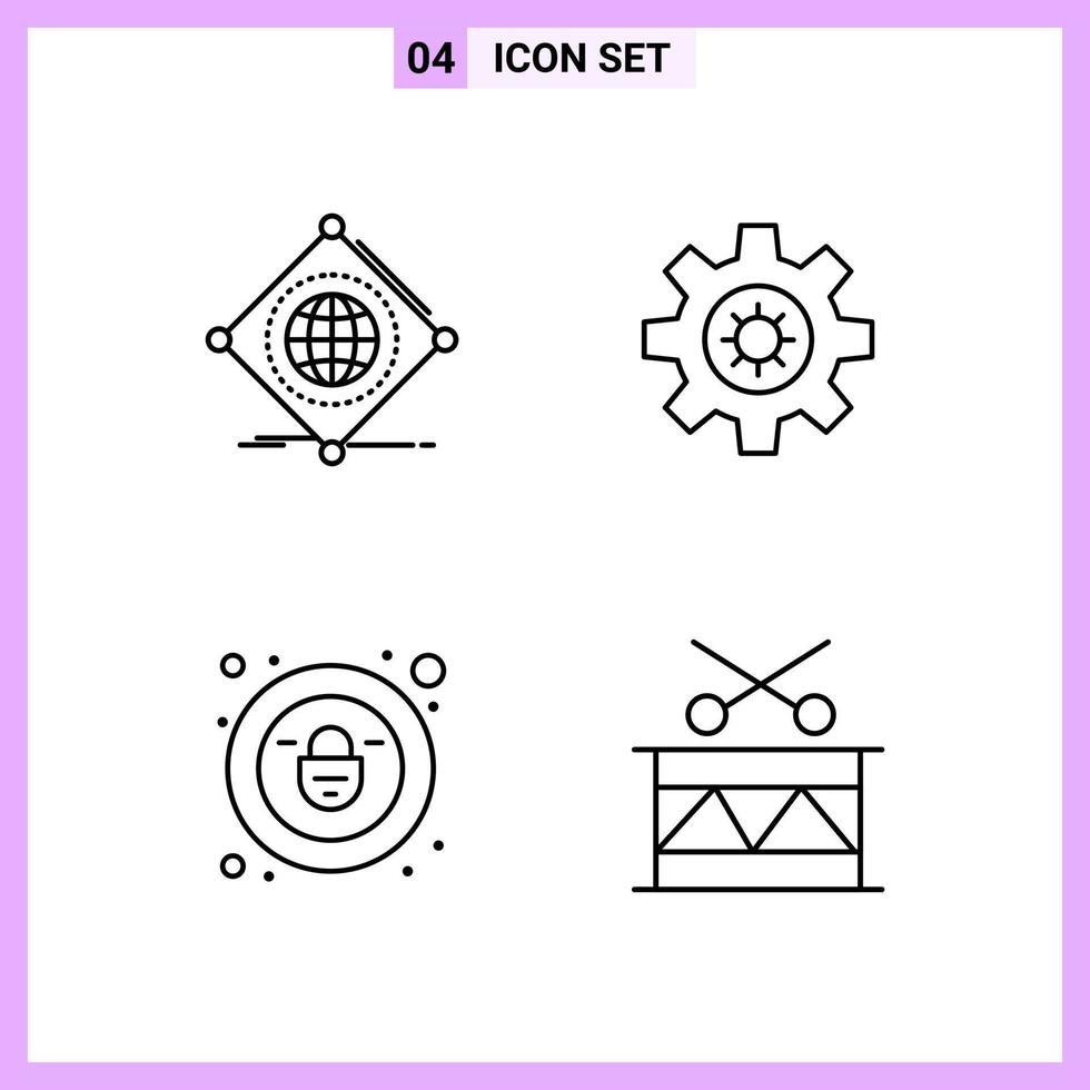 4 Icons in Line Style. Outline Symbols on White Background. Creative ...