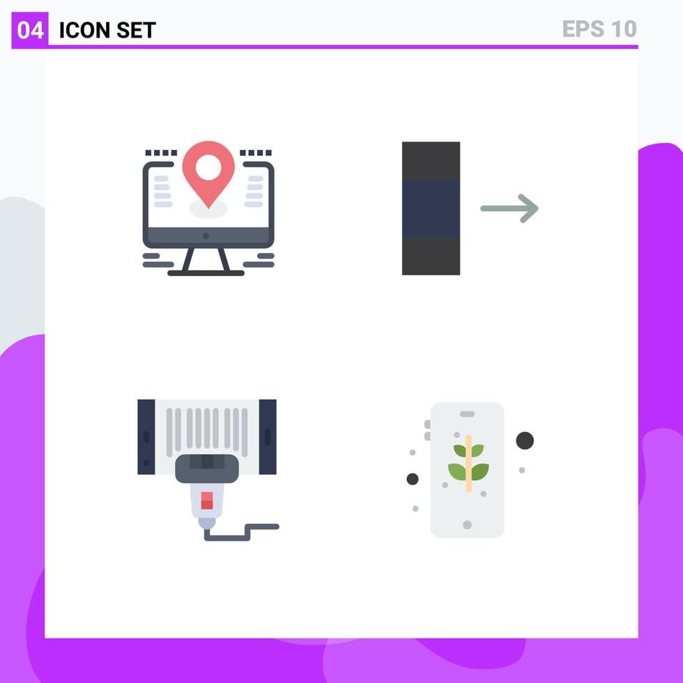 Set of 4 Modern UI Icons Symbols Signs for map machine lcd data scan ...