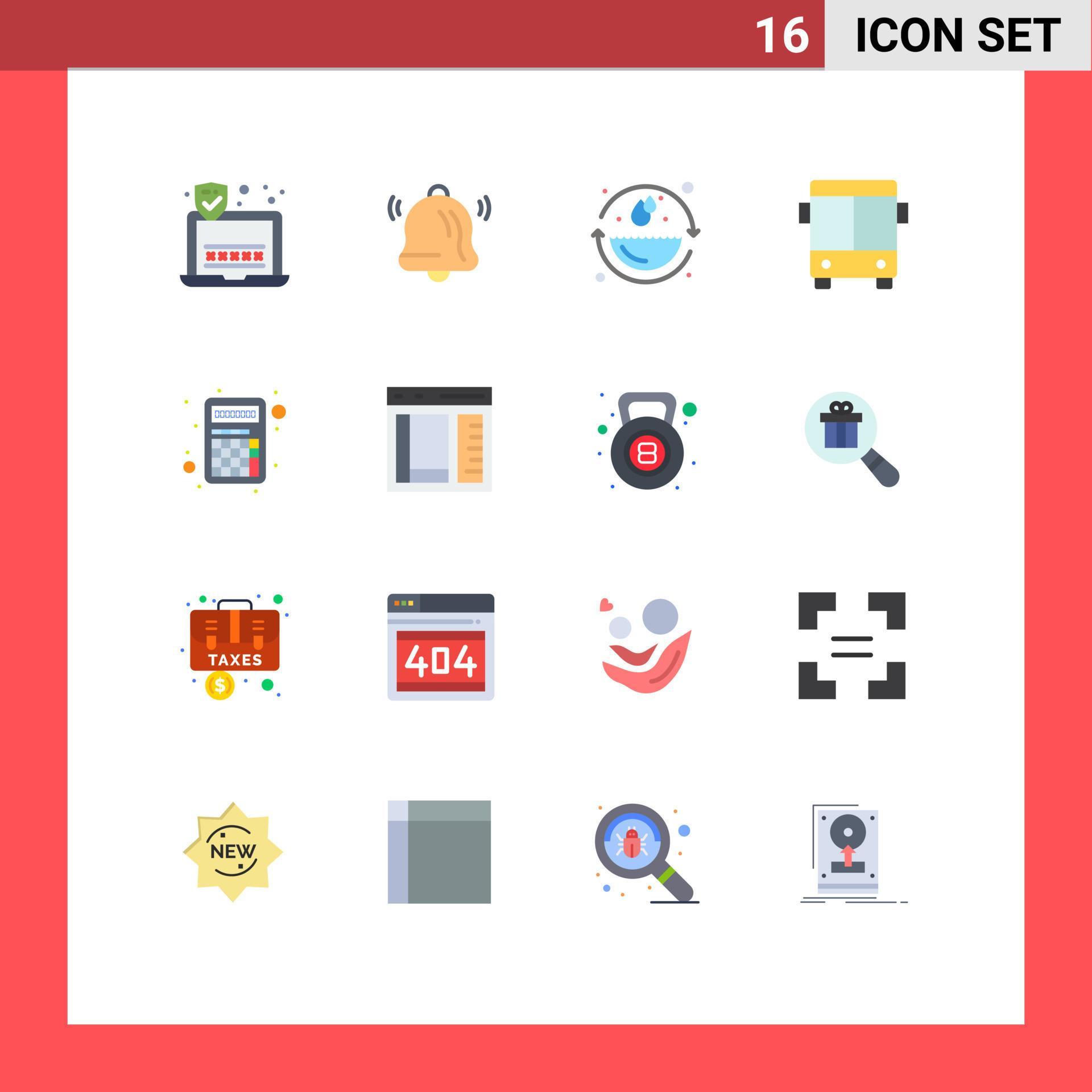 Mobile Interface Flat Color Set Of 16 Pictograms Of Interface Calculator Environment Apps