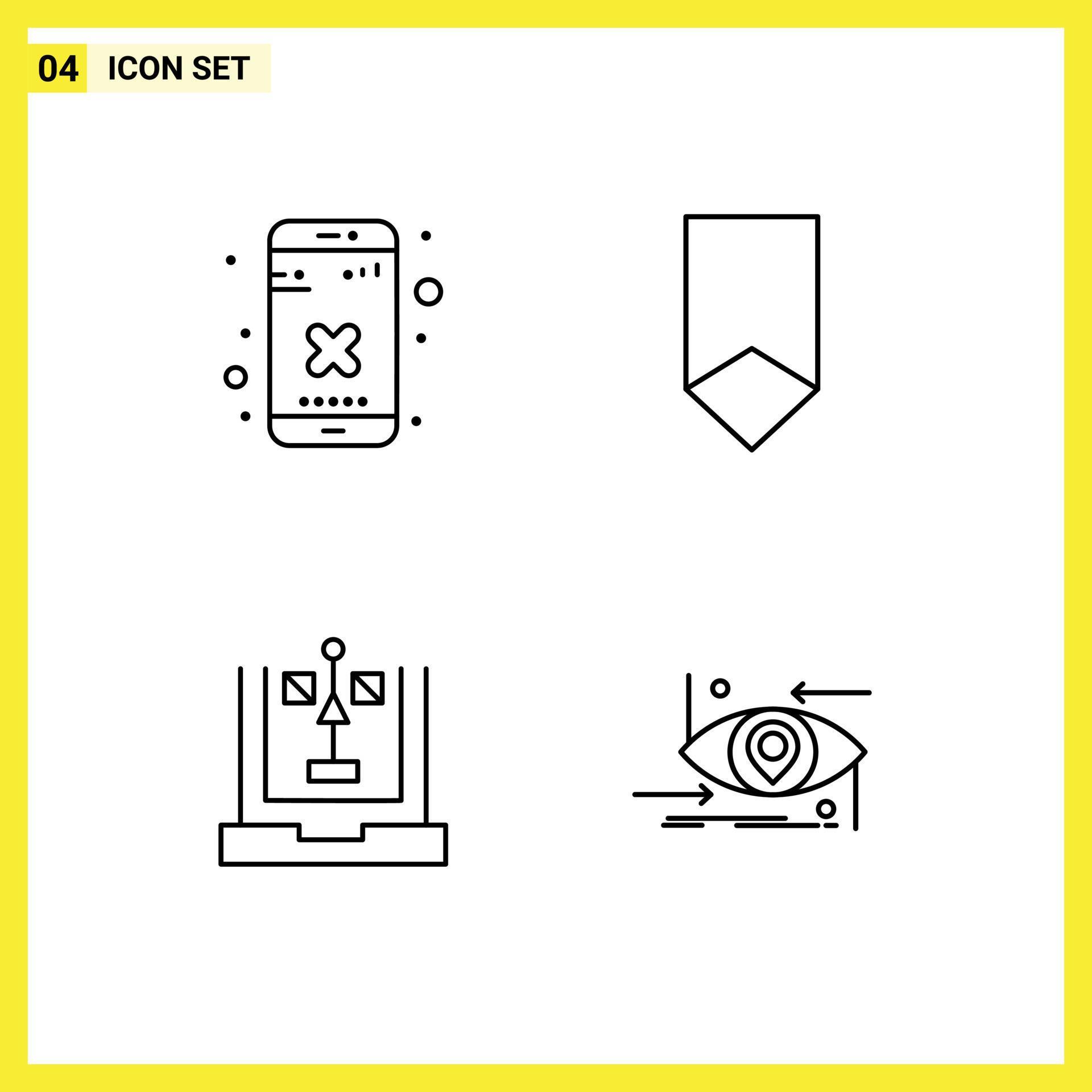 Stock Vector Icon Pack of 4 Line Signs and Symbols for close coding app ...