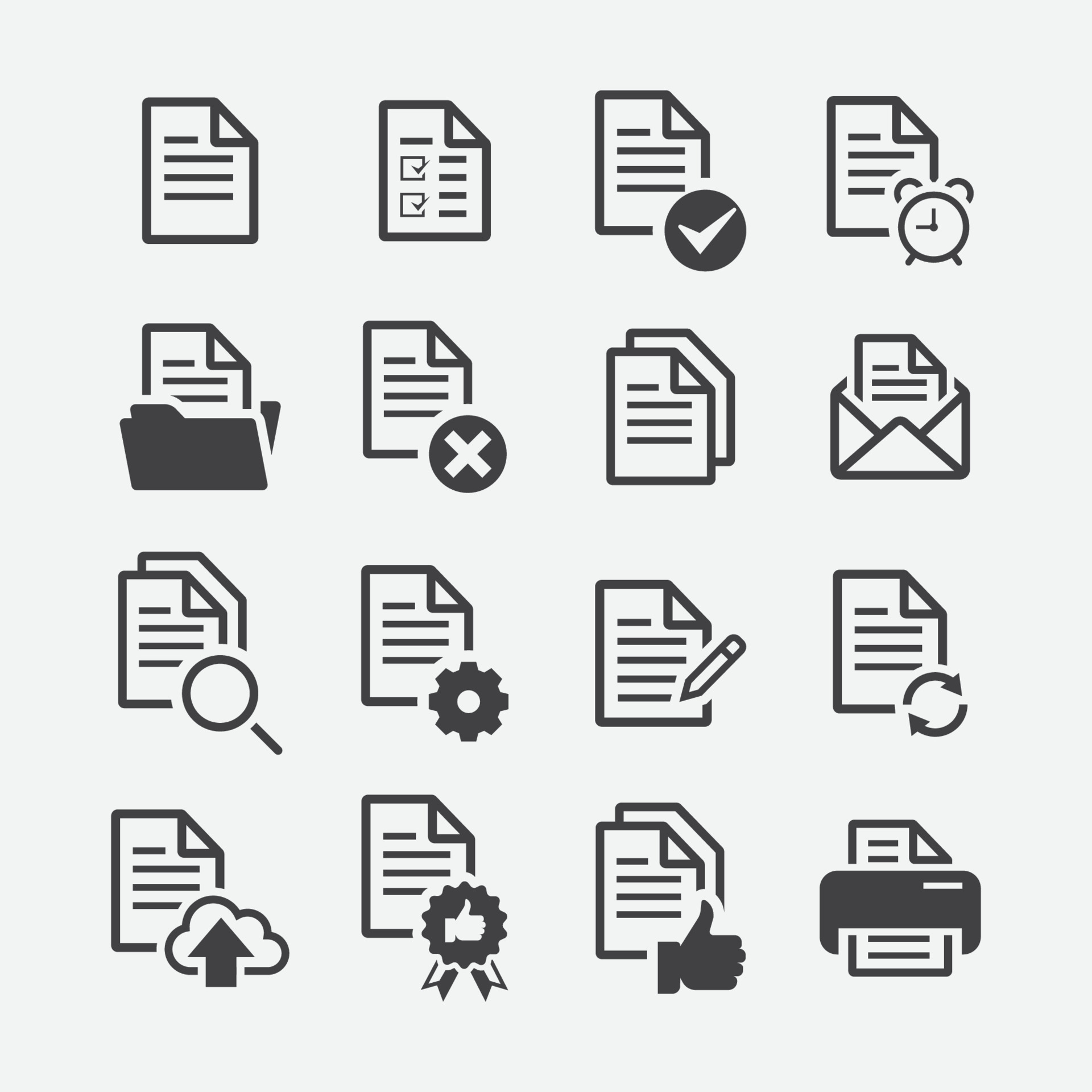Document icon set, file document vector symbol, file document ...