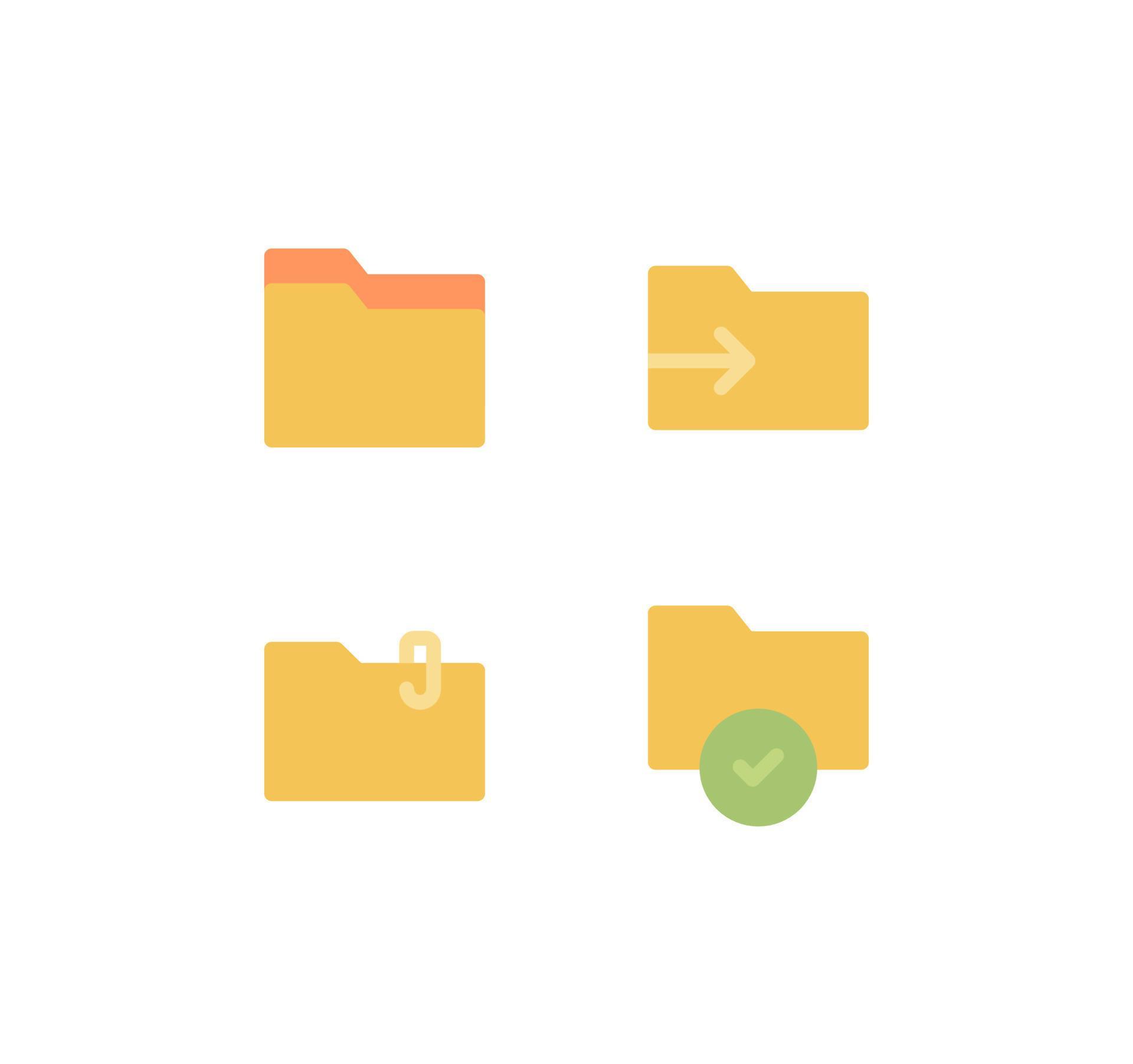 Set of file and folder related icons, repository, sync and flat line ...