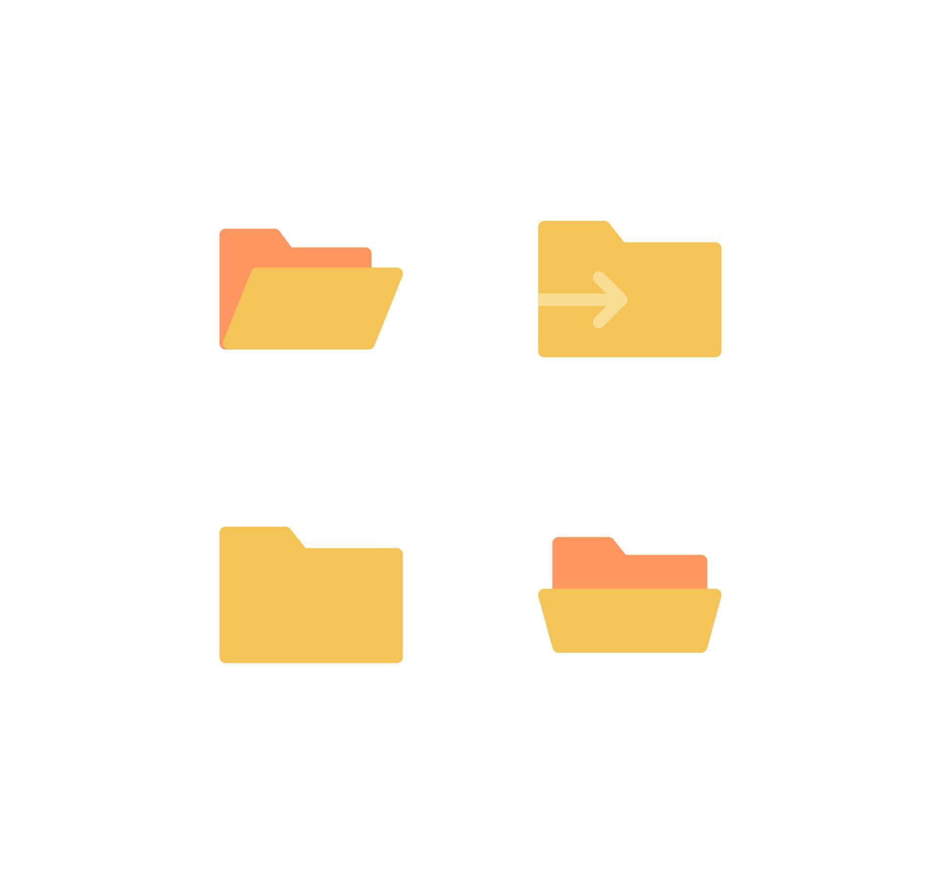 Set of file and folder related icons, repository, sync and flat line ...