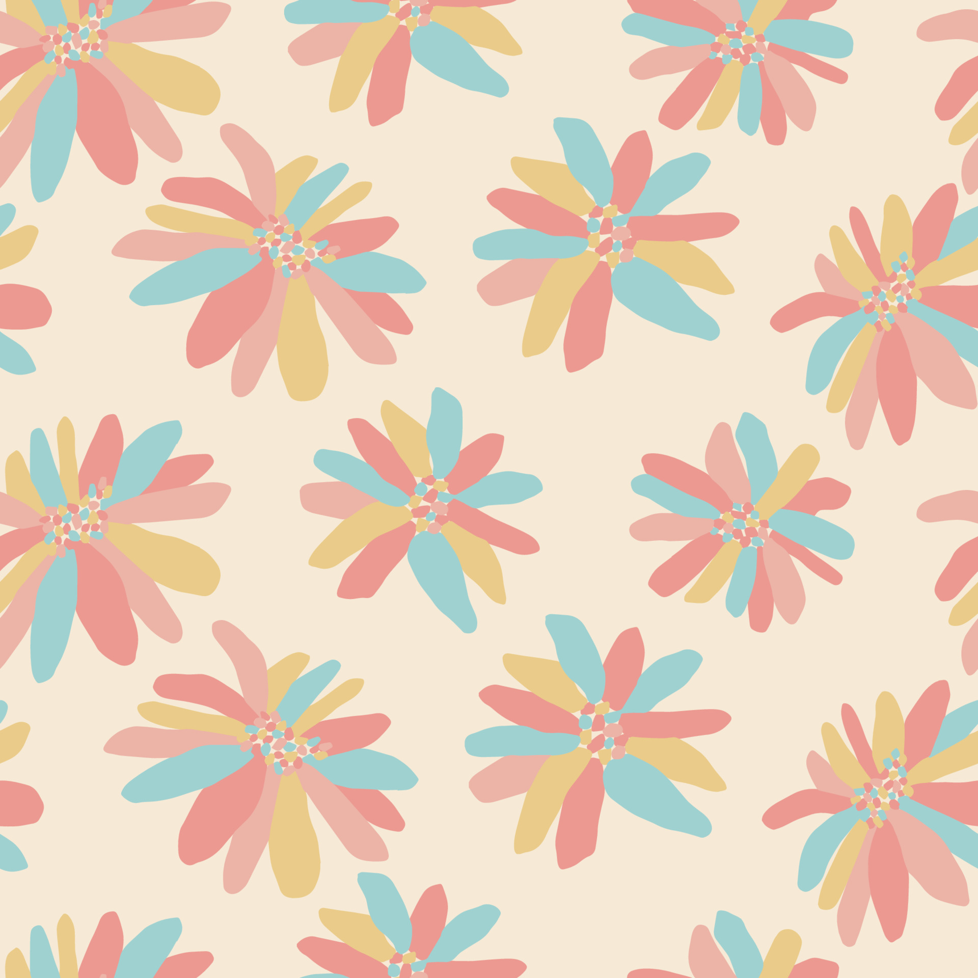 Vector simple flower illustration seamless repeat pattern digital ...
