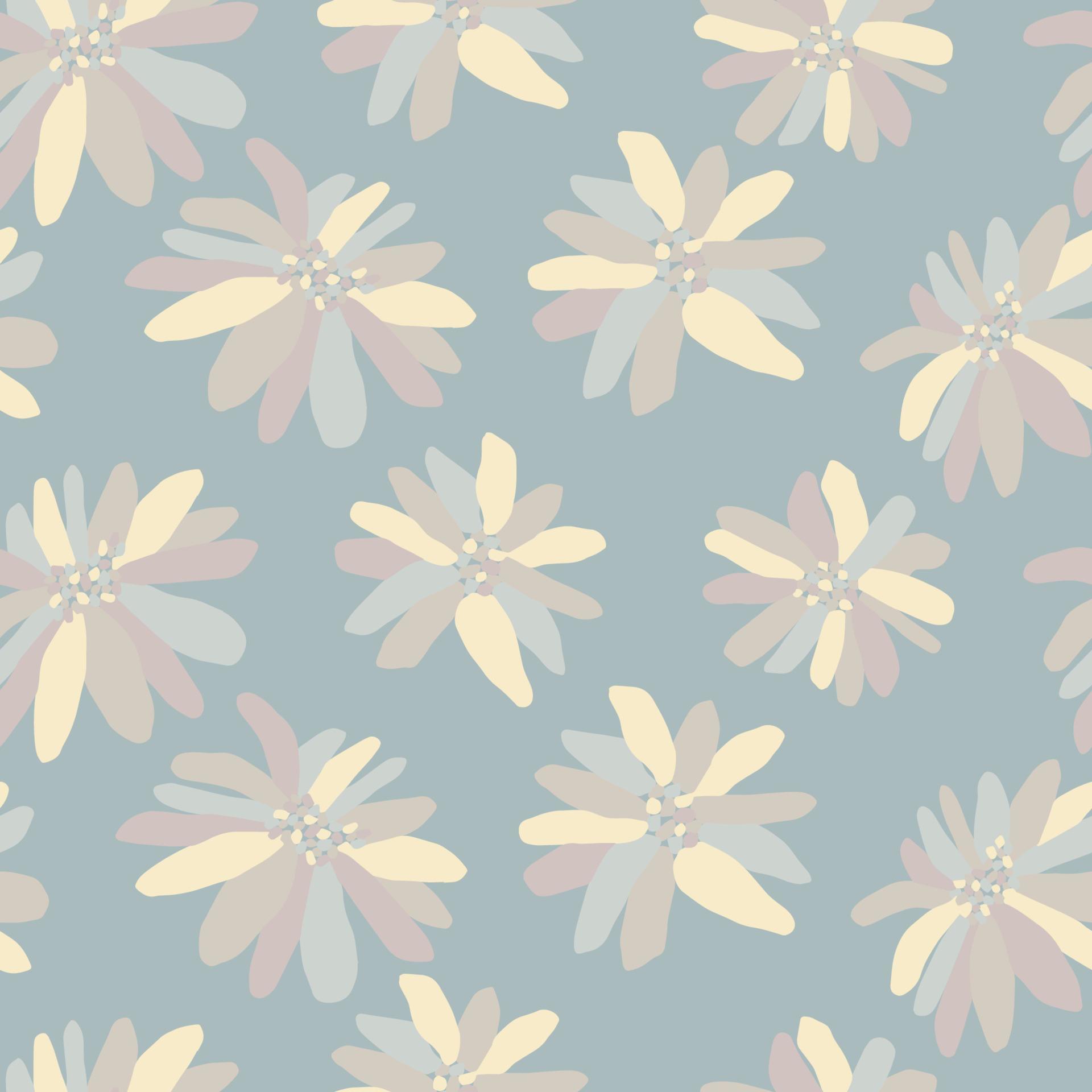 Vector simple flower illustration seamless repeat pattern digital ...