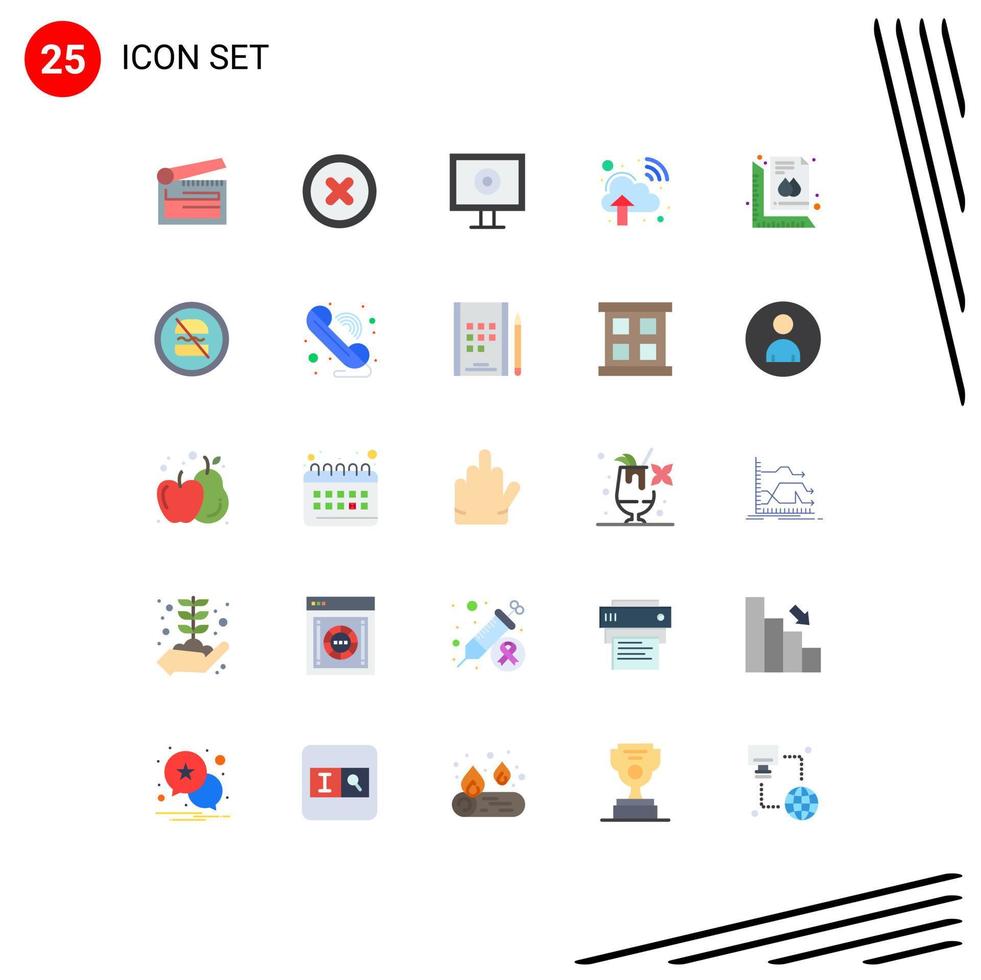 25 Universal Flat Colors Set For Web And Mobile Applications Print Ruler Display Measure Cloud