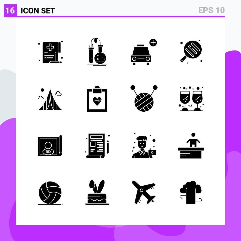 Set of 16 icons in solid style. Creative Glyph Symbols for Website ...