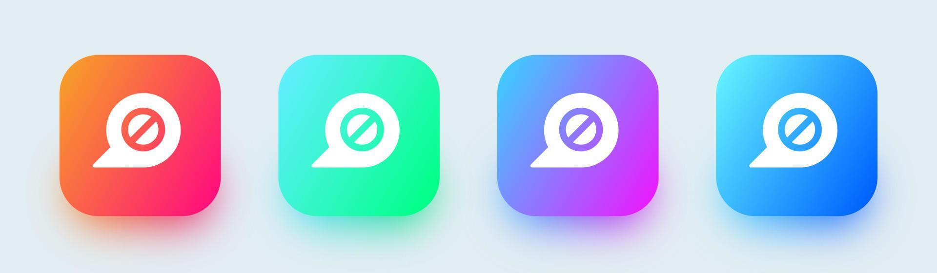 Block Chat Solid Icon In Square Gradient Colors Message Signs Vector
