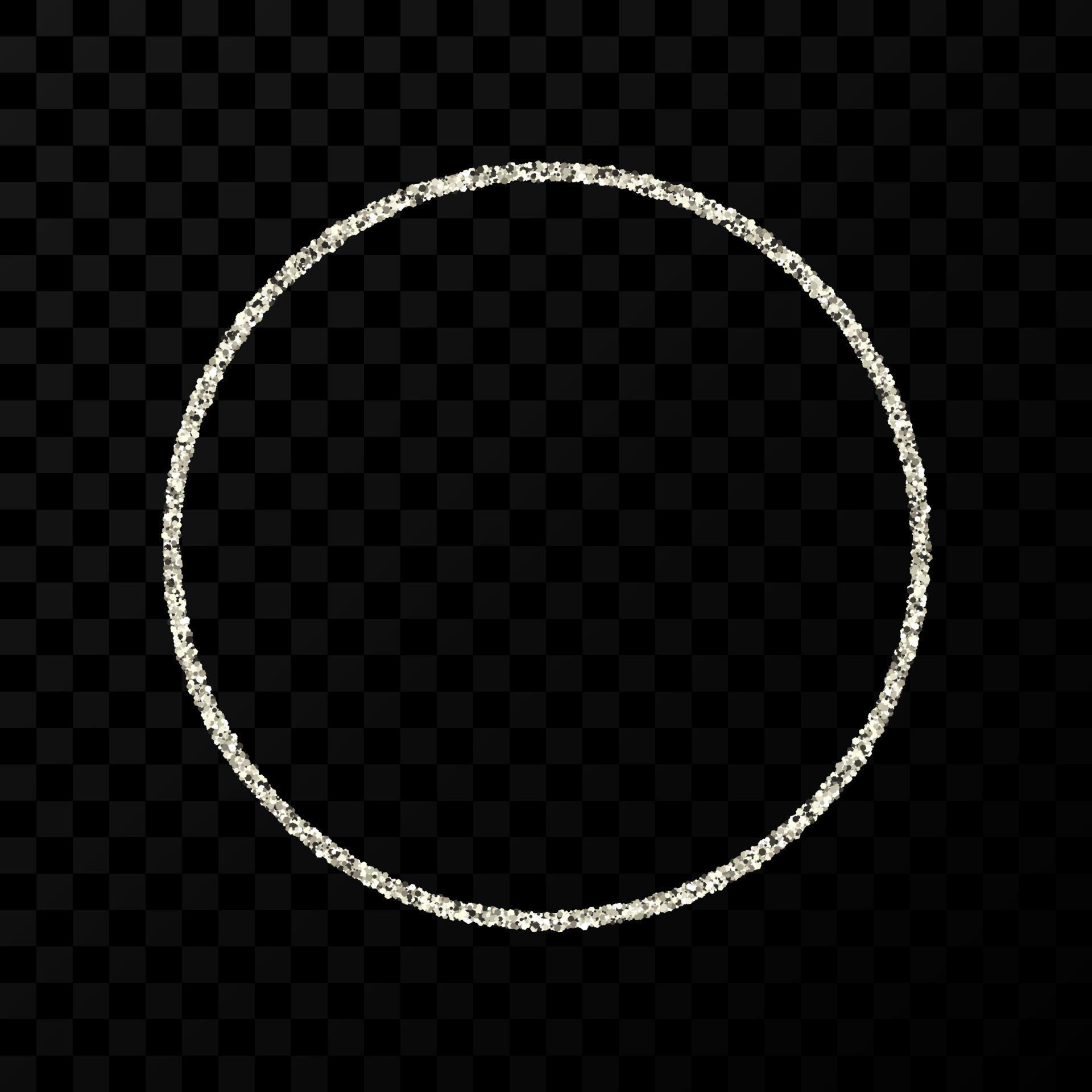 Silver glitter frame. Circle frame with shiny sparkles on dark ...