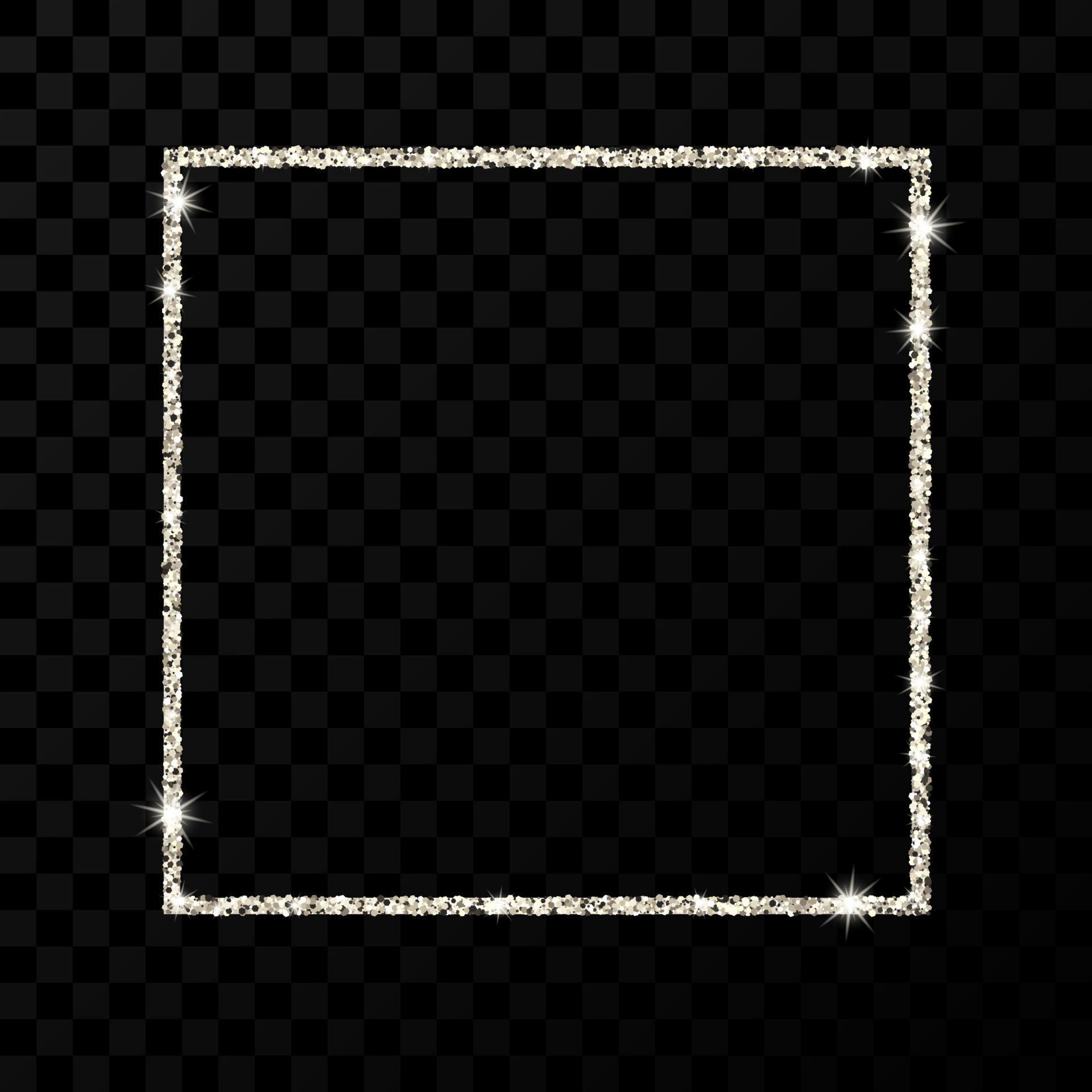 Silver glitter frame. Square frame with shiny stars and sparkles. Vector illustration 14924912 ...